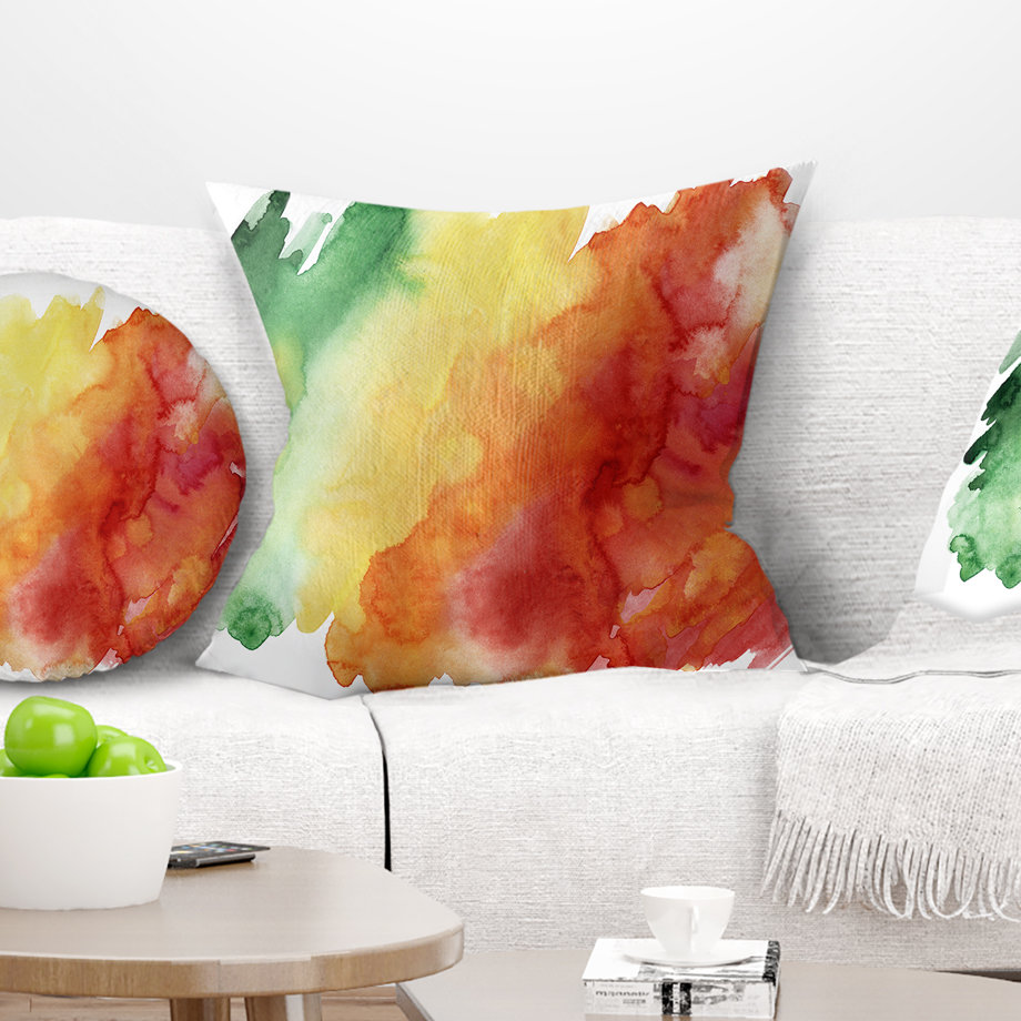 Design Art Color Explosion - Abstract Printed Throw Pillow | Wayfair
