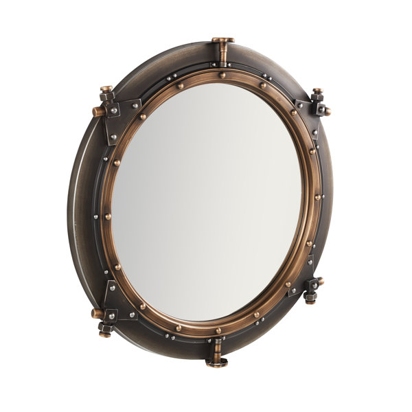 Winston Porter Cole And Grey Metal Room Wall Mirror With Gold Inner Rim ...