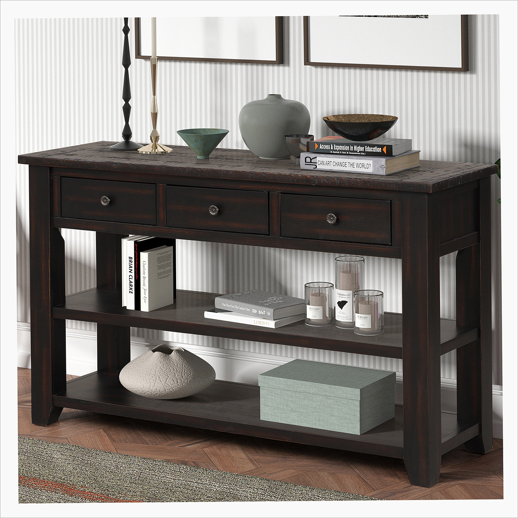 Lark Manor™ 48'' Solid Pine Wood Top Console Table, Modern Entryway ...