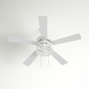 Red Barrel Studio® 52" 5 - Blade Farmhouse White Ceiling Fan with Pull ...