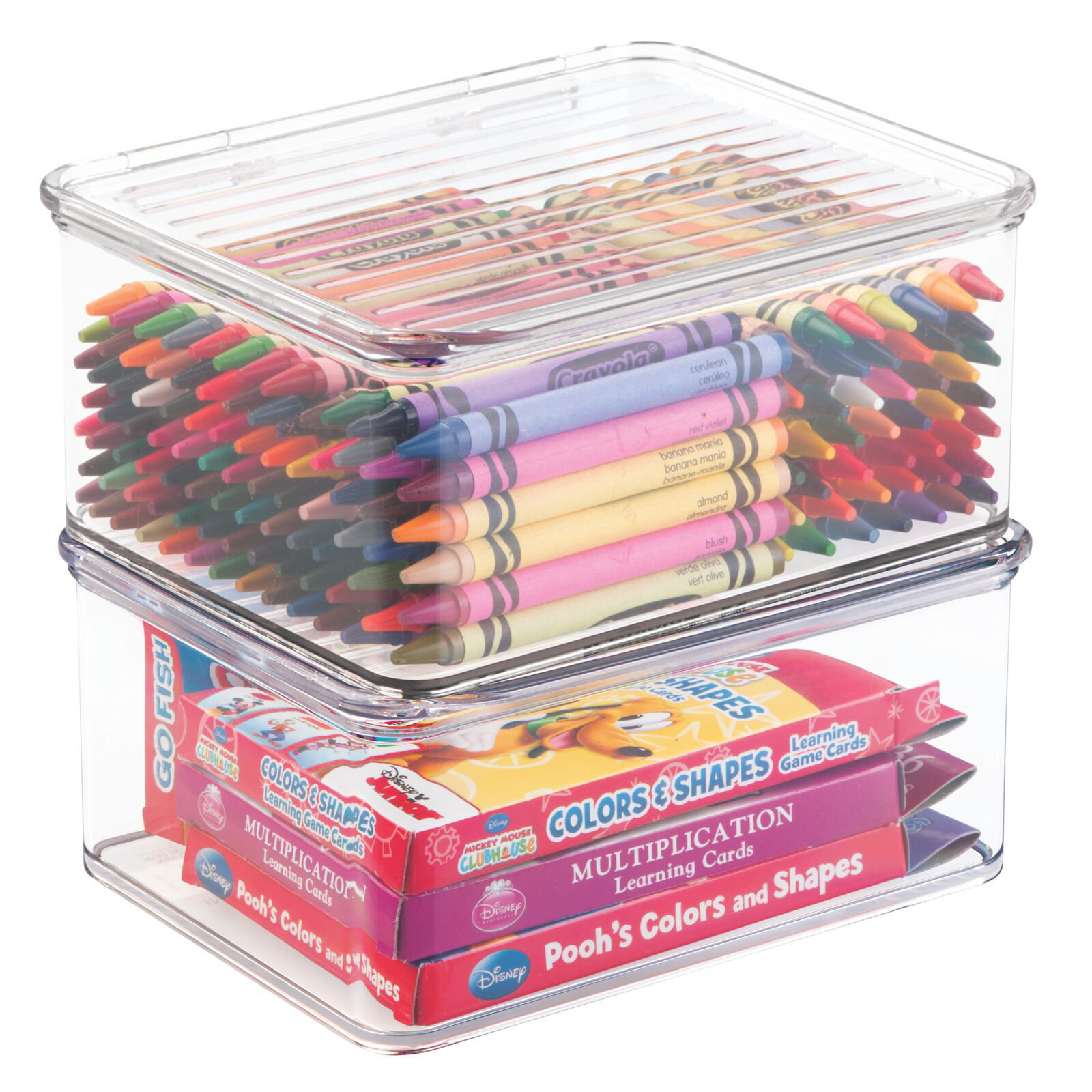 mDesign Plastic Playroom/Gaming Storage Organizer Bin Box with Hinge ...