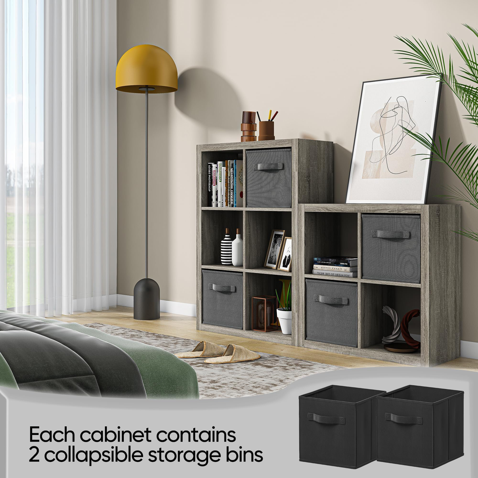 Latitude Run® Bookshelf with Storage Bins Multifunctional Cubicle Rack for Display & Storage ...