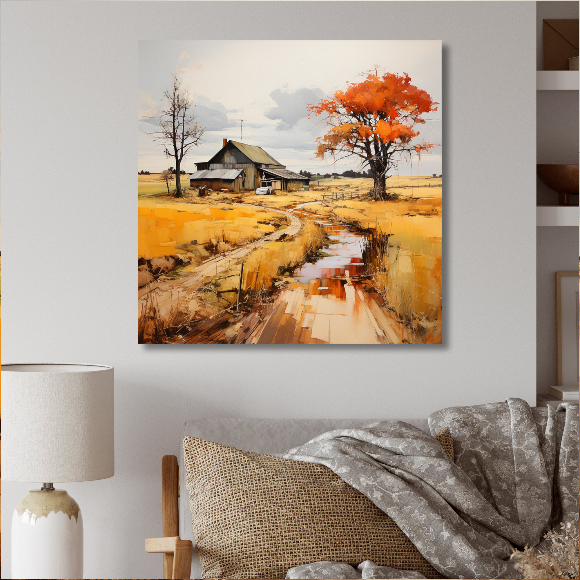Red Barrel Studio® Orange Farm Autumn Landscape I - Print | Wayfair