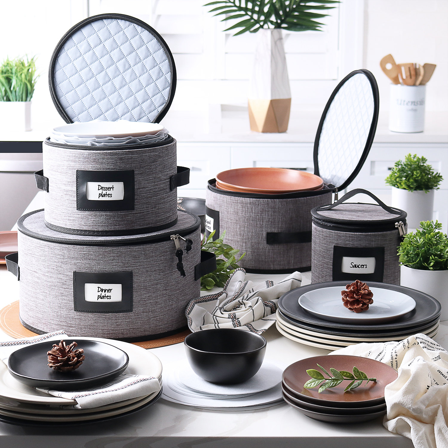 StorageBud 6-Piece Hard Shell Dinnerware Storage Set | Wayfair