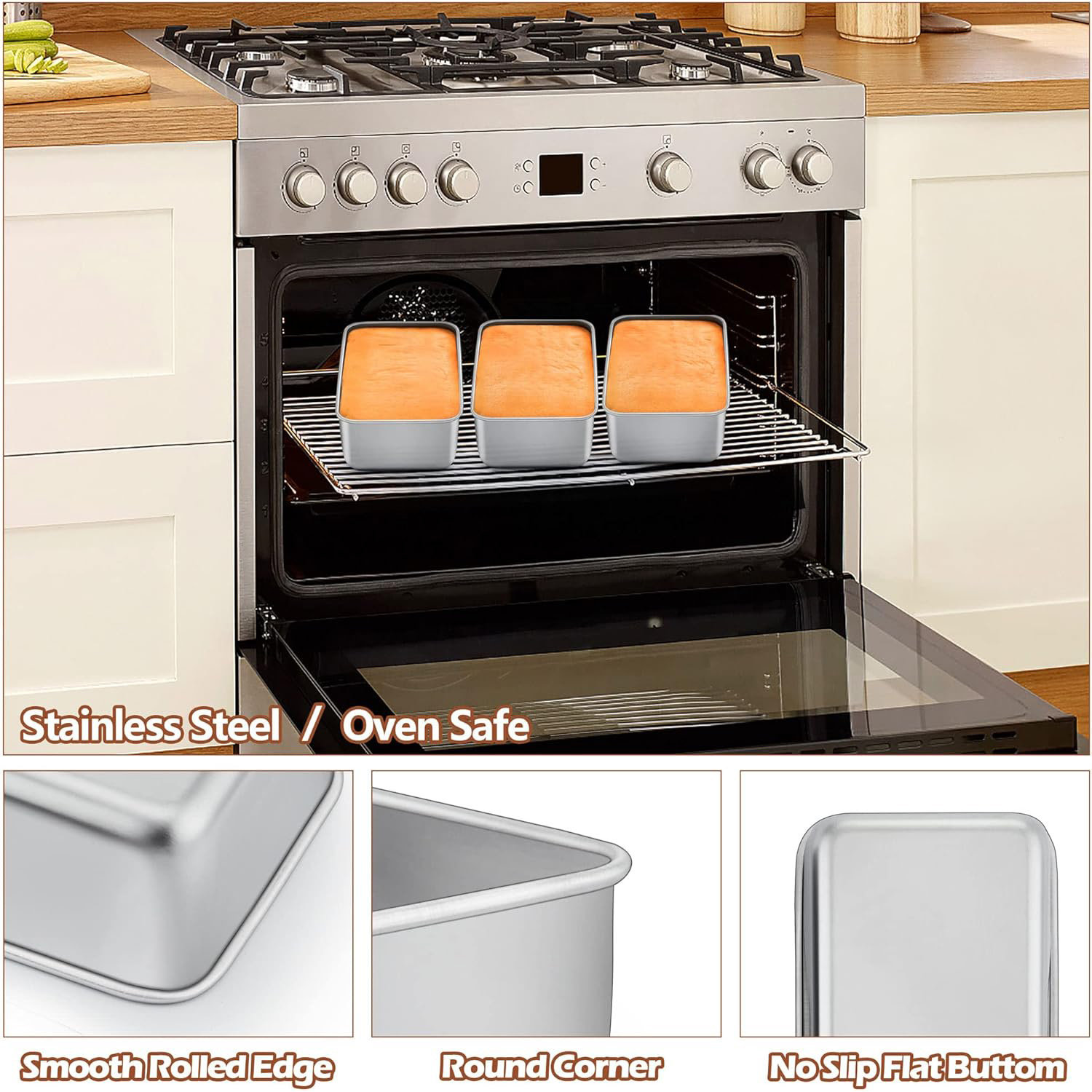 THE GLAMOUR BOUTIQUES 6 Pack Bread Loaf Pan For Baking 9X5, Stainless ...