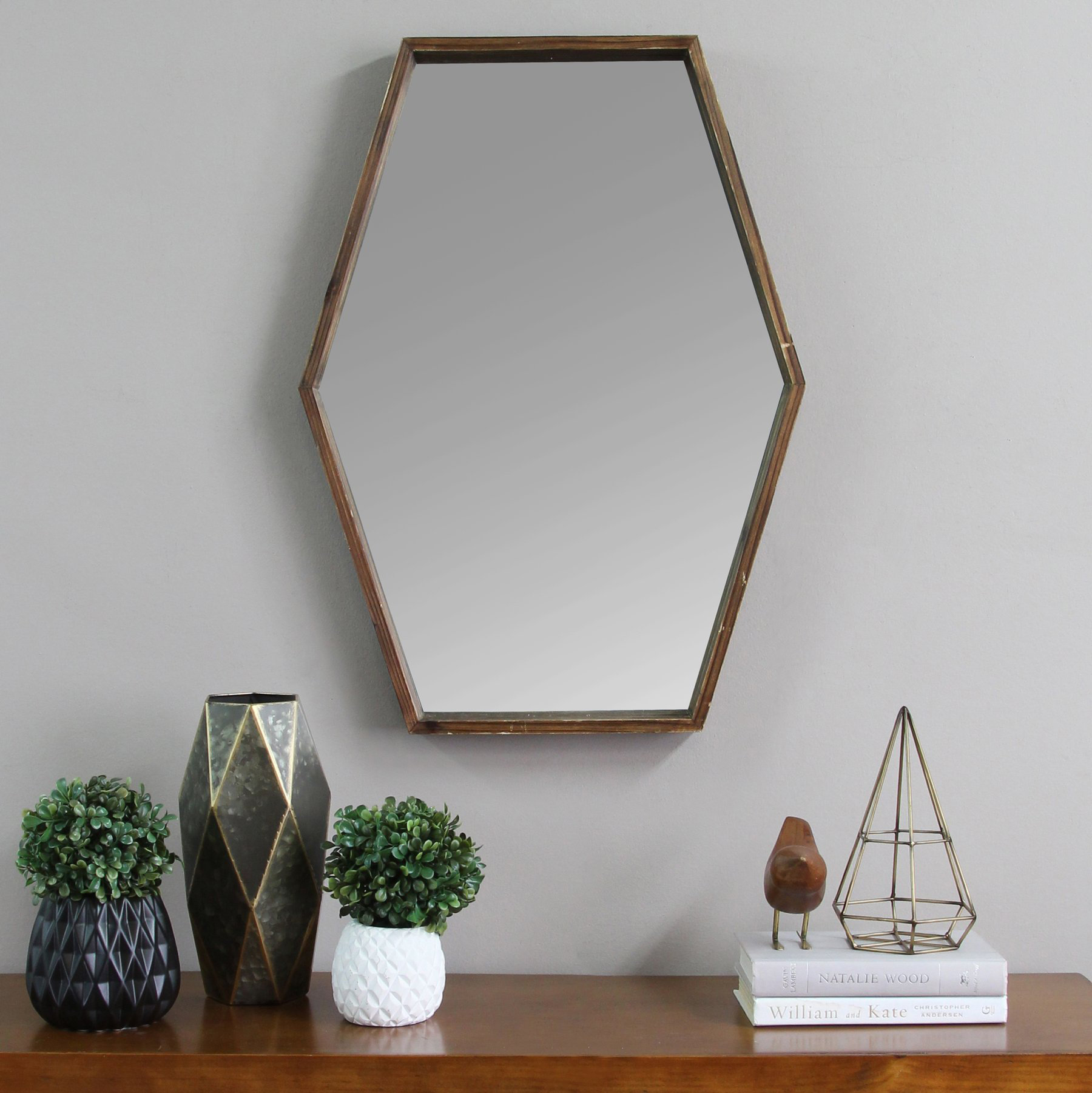 Union Rustic Stephan 28" Brown Hexagonal Framed Accent Mirror & Reviews ...