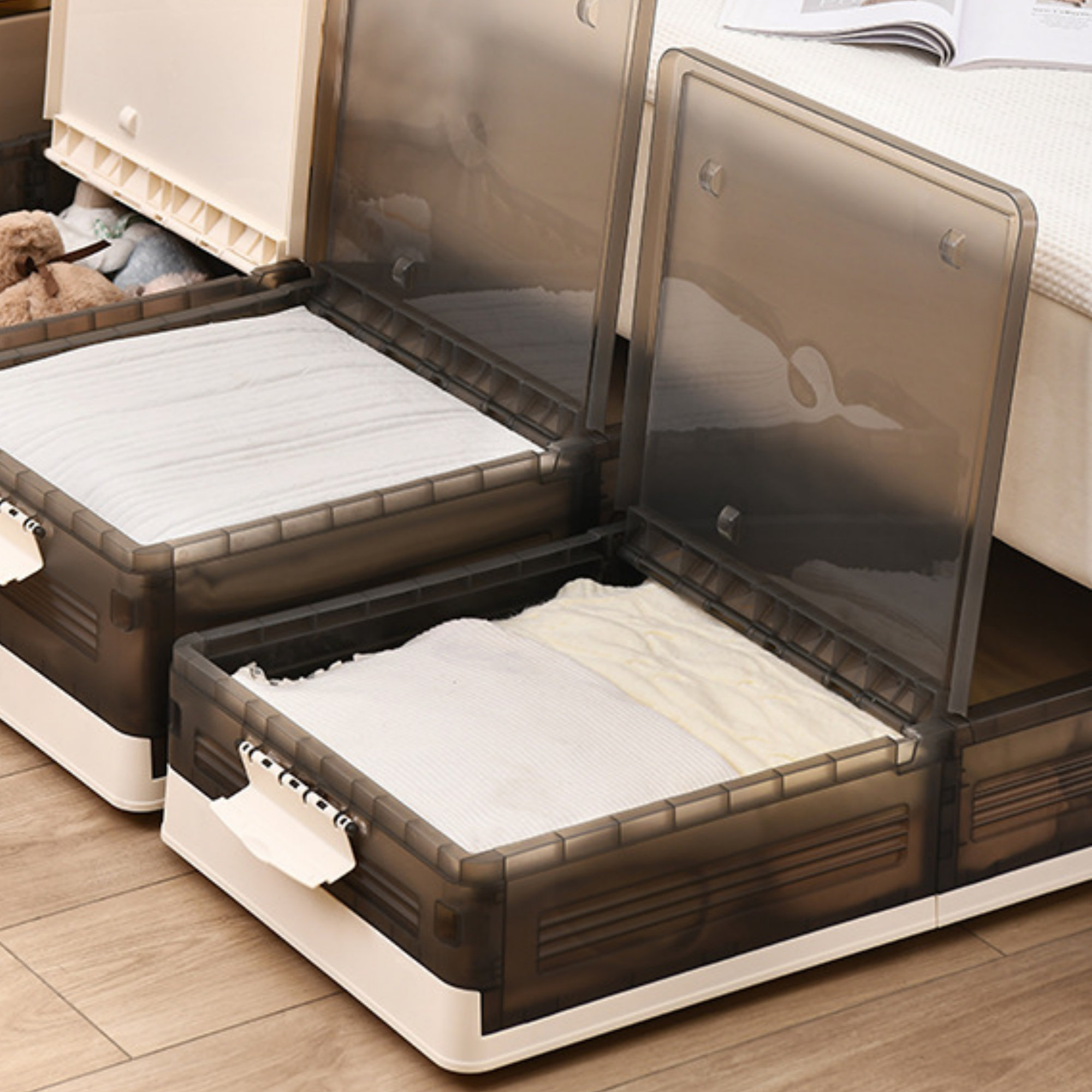 Rebrilliant Under Bed Storage Containers, Stackable Under Bed Rolling ...