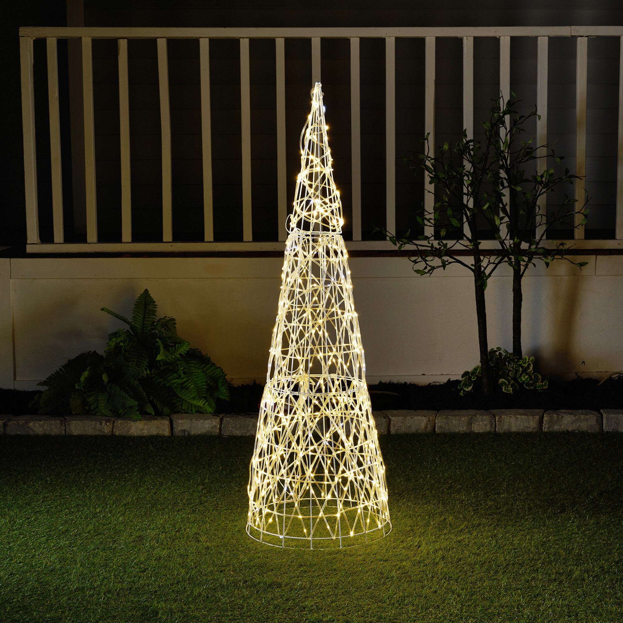 Hi-Line Gift Ltd. Twinkling 480 LED Christmas Cone Tree with Warm White ...