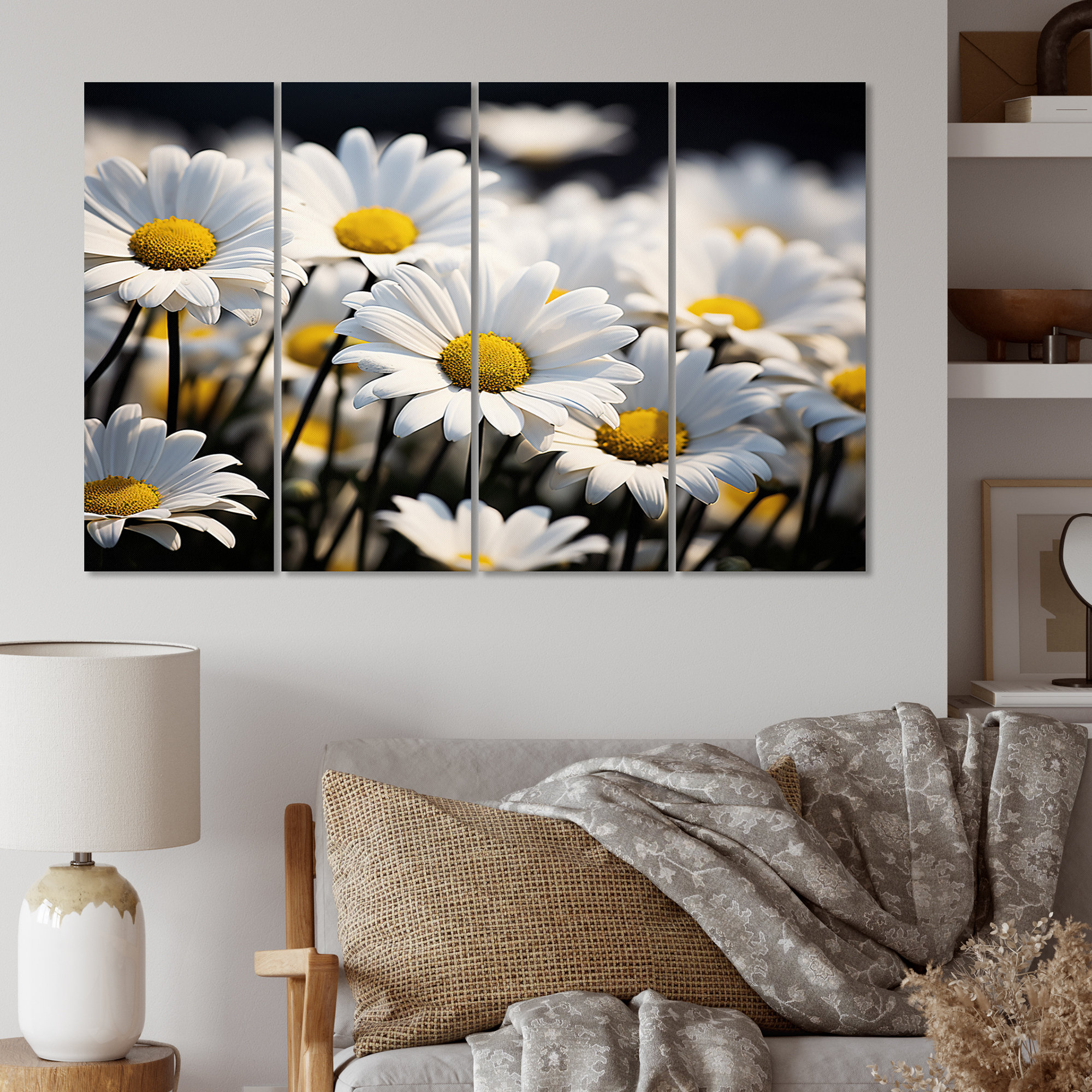 Gracie Oaks Daisies Field Sunrise I - Floral Metal Wall Decor Set | Wayfair