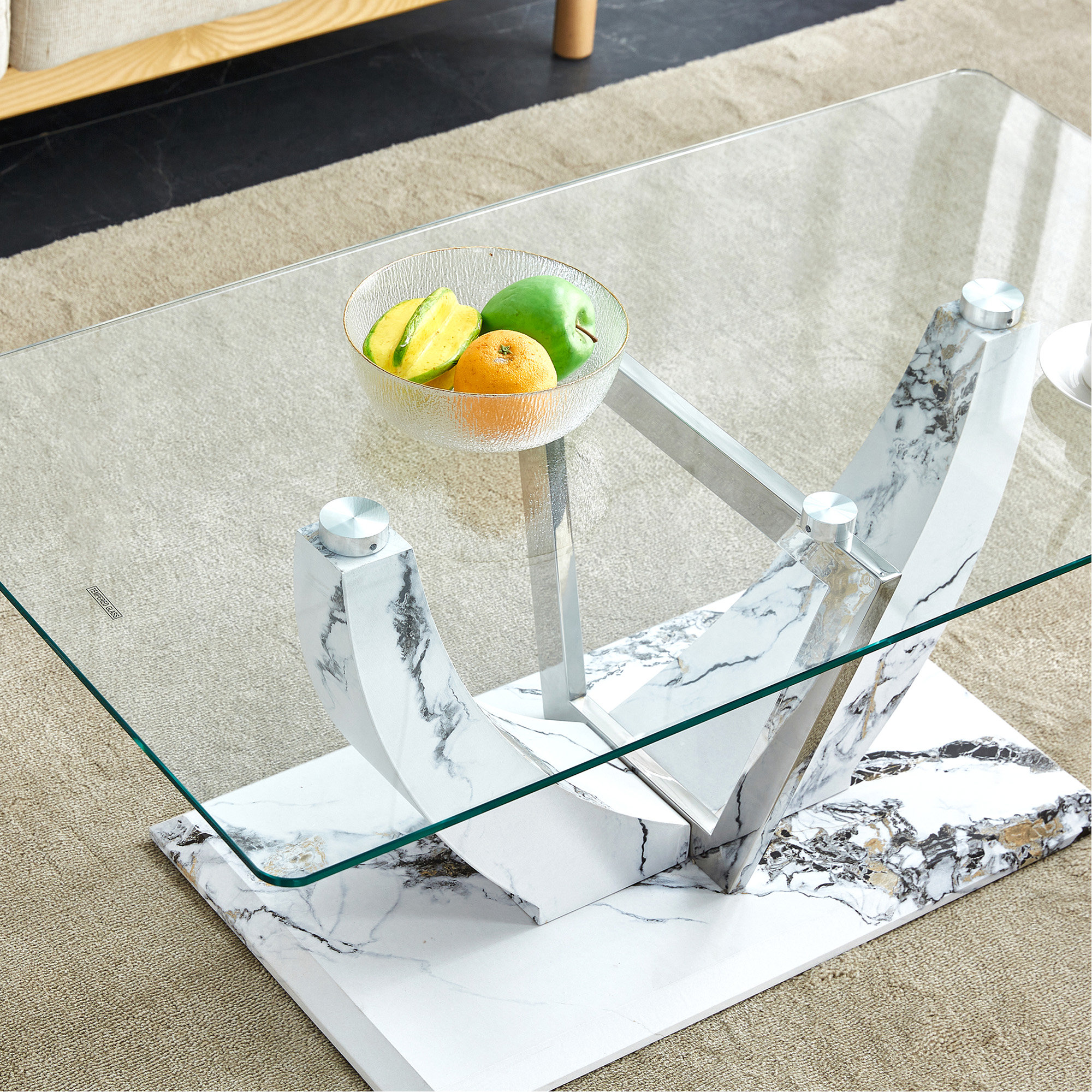 Ivy Bronx Modern Minimalist Transparent Tempered Glass Coffee Table ...