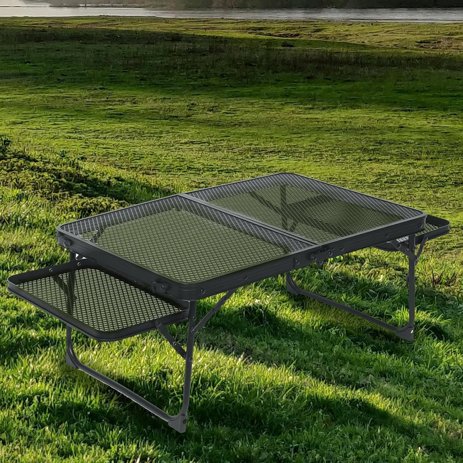 Arlmont & Co. Portable camping table with 2 wing panels ultra light ...
