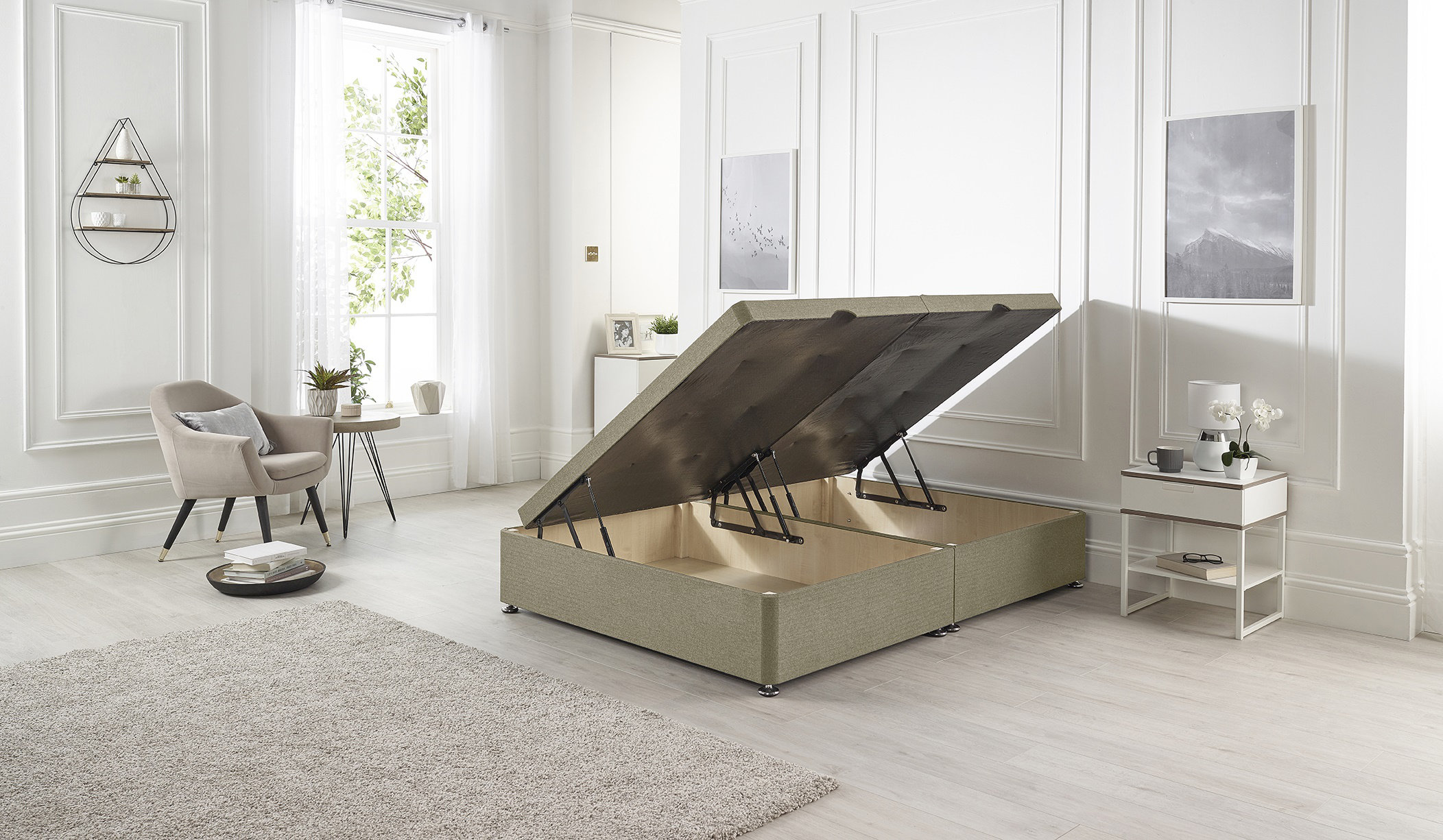 17 Stories Etheral Side Opening Storage Ottoman Bed Base Hydraulic Lift ...