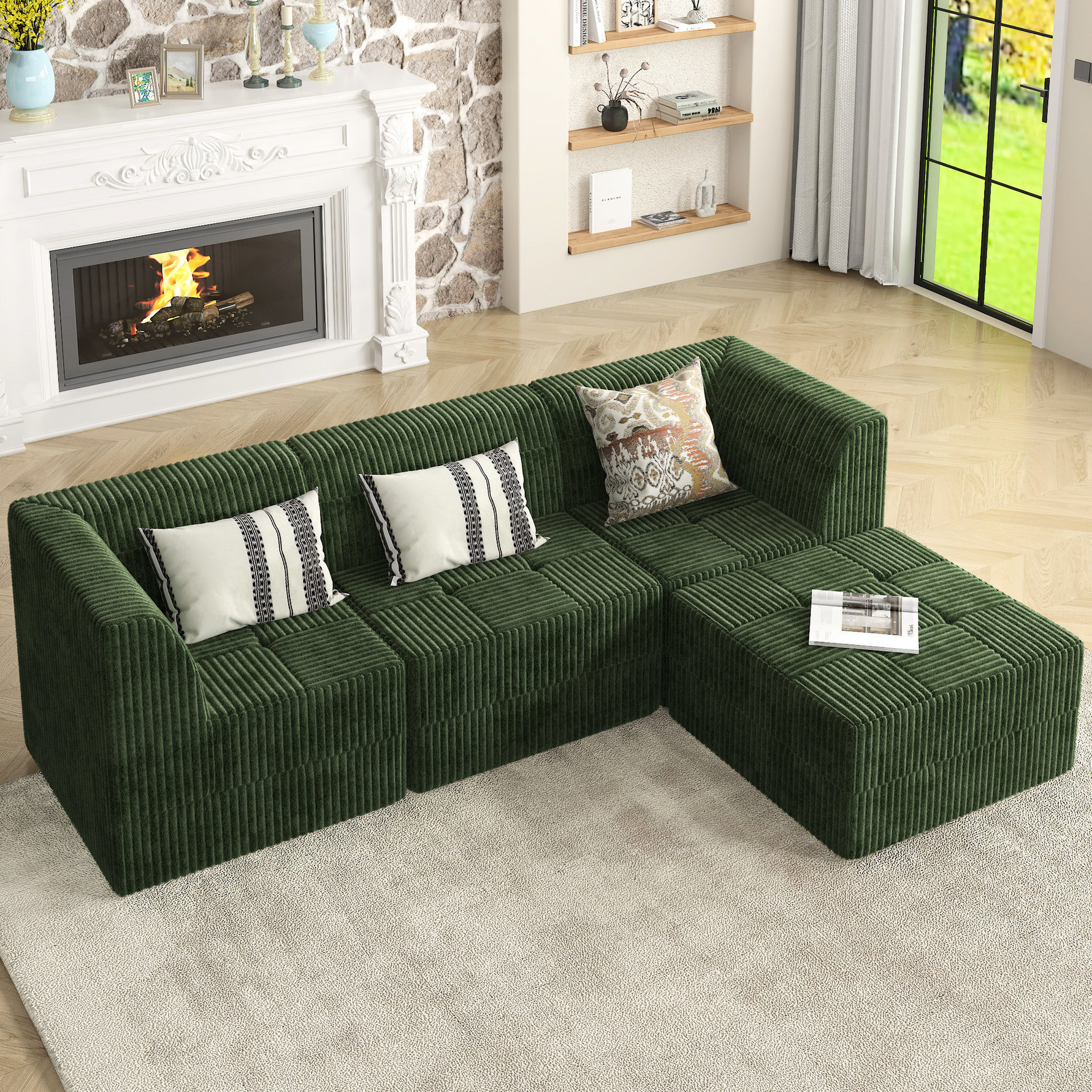 Corrigan Studio® Modular Sectional , Minimalist Style Corduroy Couch ...