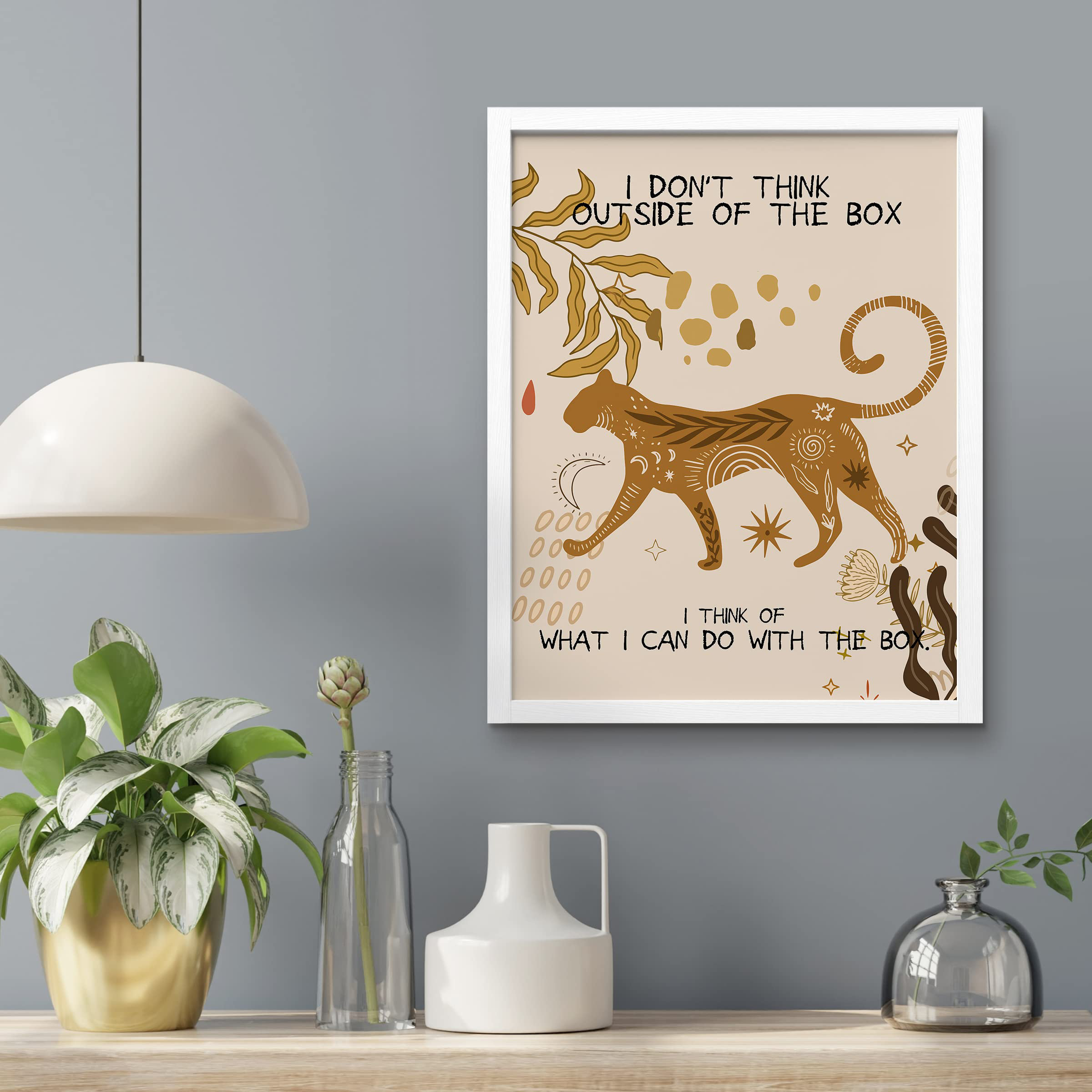 SIGNLEADER " I Don't Think Out Of The Box Boho Jungle Leopard Botanical ...