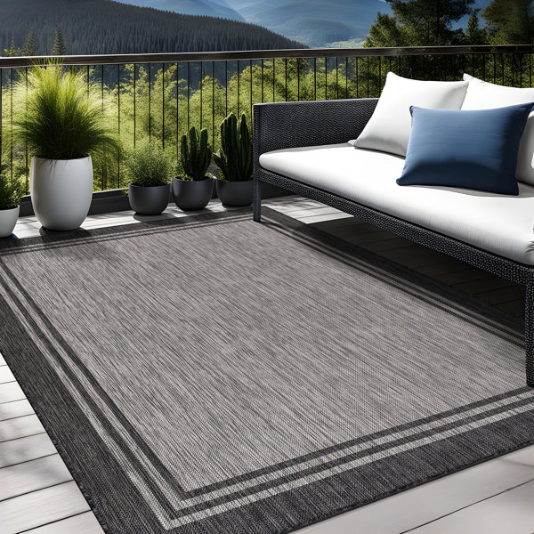 Wade Logan® Waikiki Gray/Dark Gray Indoor/Outdoor Rug & Reviews | Wayfair