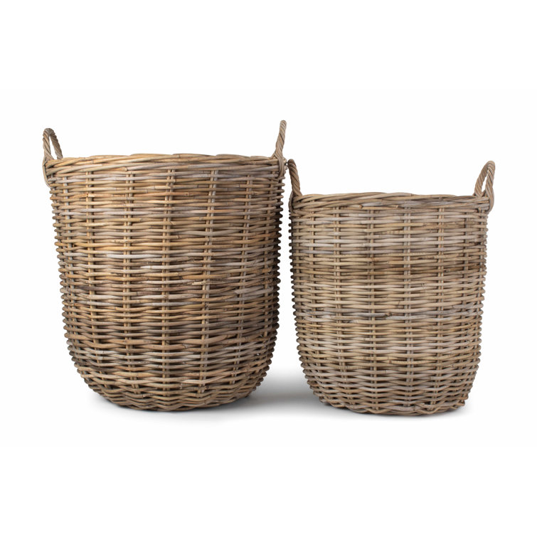 Bay Isle Home Rattan 2 Piece Lined Log Basket Set | Wayfair.co.uk