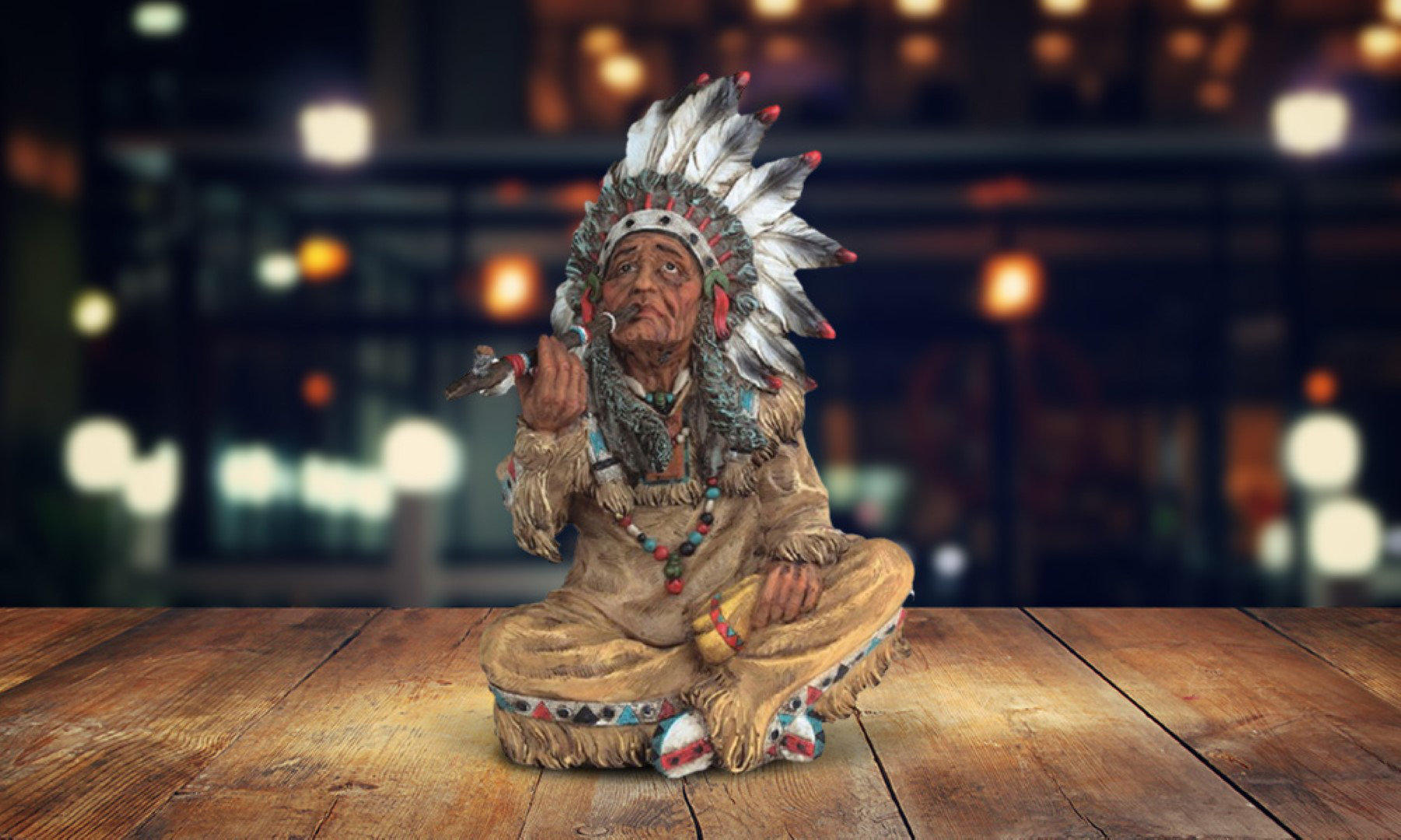 Canora Grey Gaileen 10"H Indian Smoking a Pipe Native American Figurine ...