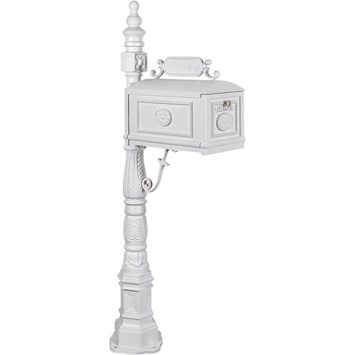 Polar Aurora Cast Aluminum Mailbox With Post Barcelona Decorative ...