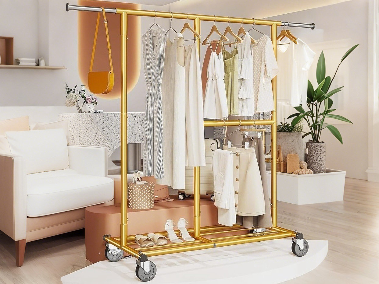 Everly Quinn Heavy Duty Metal Garment Rack - 405 LB Capacity, Rolling ...