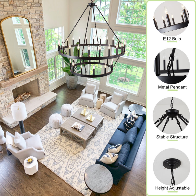 Gracie Oaks Sadaya 36 - Light LED Wagon Wheel Chandelier & Reviews ...