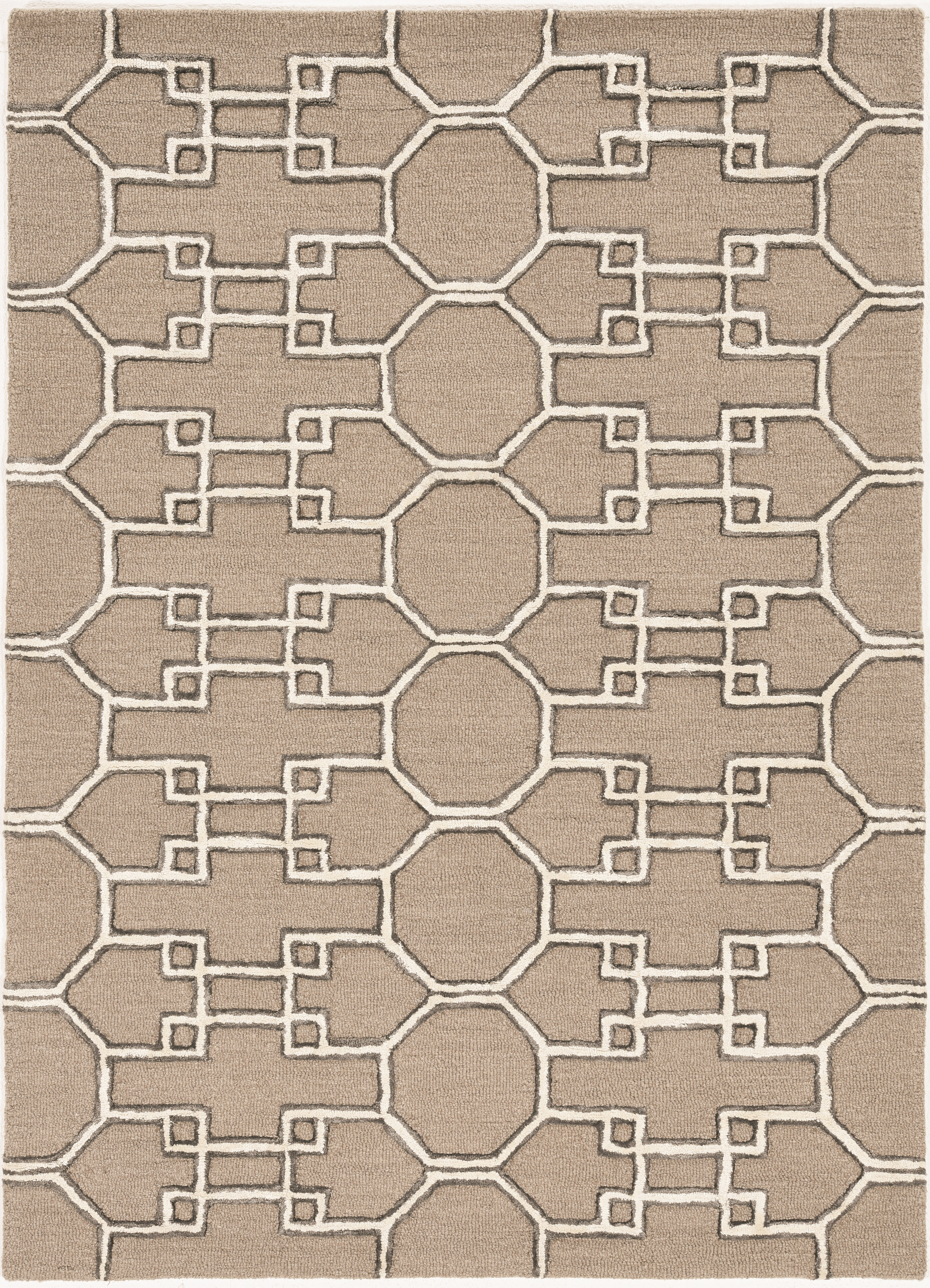 Dakota Fields Angustias Geometric Handmade Tufted Mocha Area Rug ...