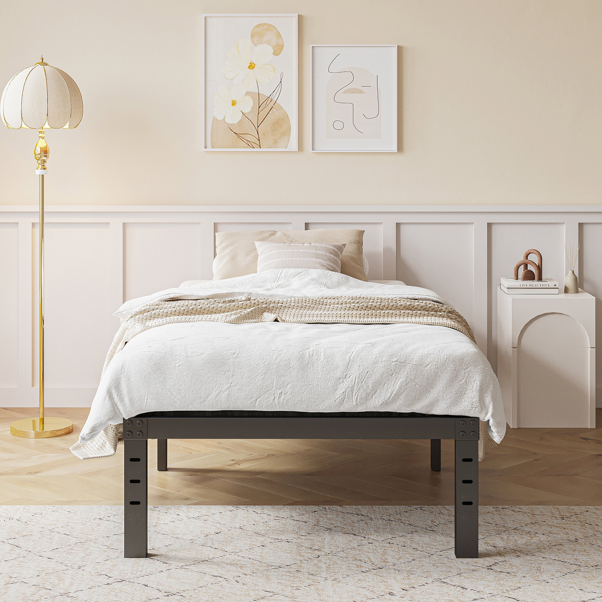 Alwyn Home Heavy Duty Noiseless 14'' Metal Platform Bed Frame, No ...