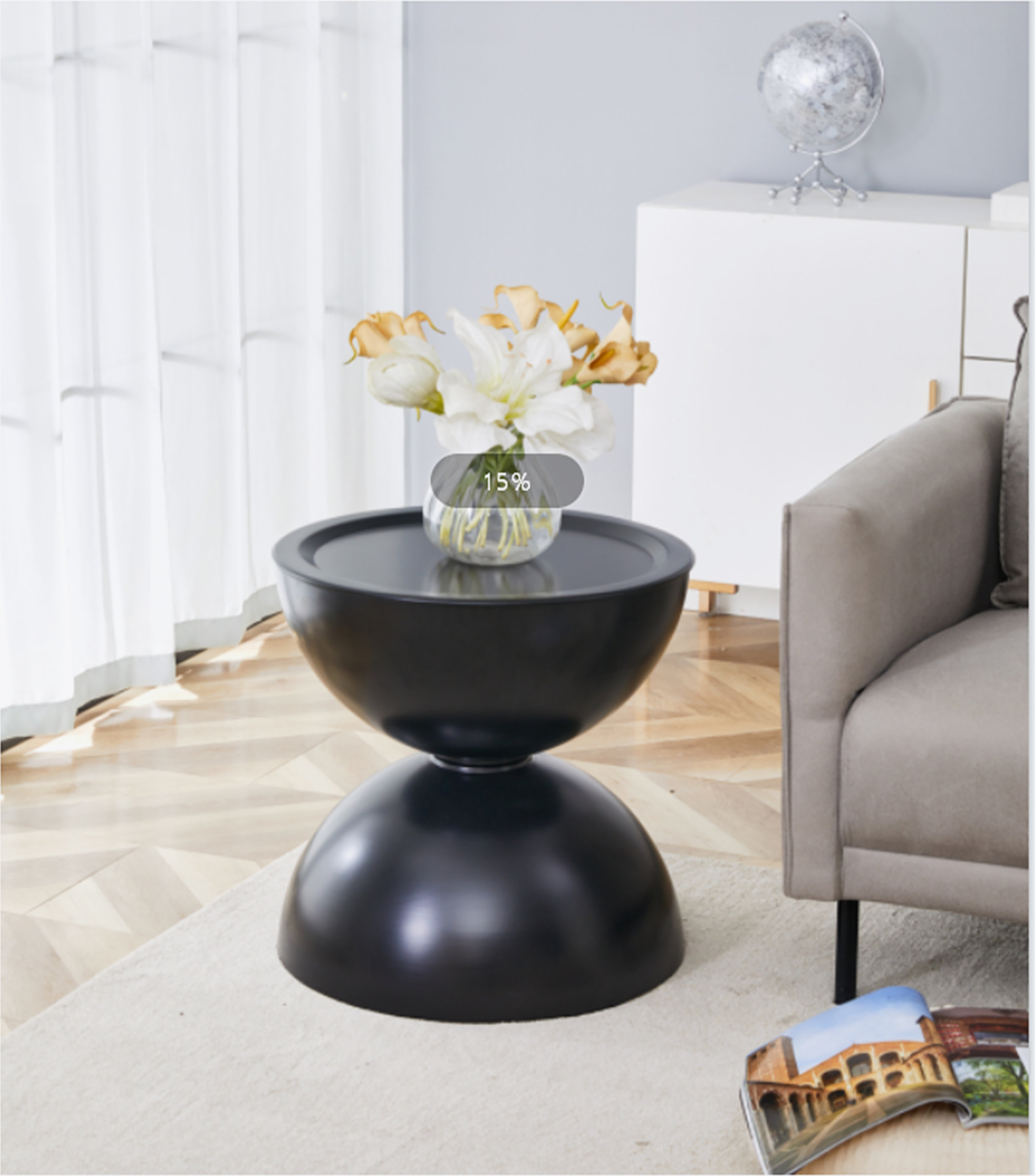 Wrought Studio BLACK coffee round tables with STORGE MOVABLE TABLE TOP ...