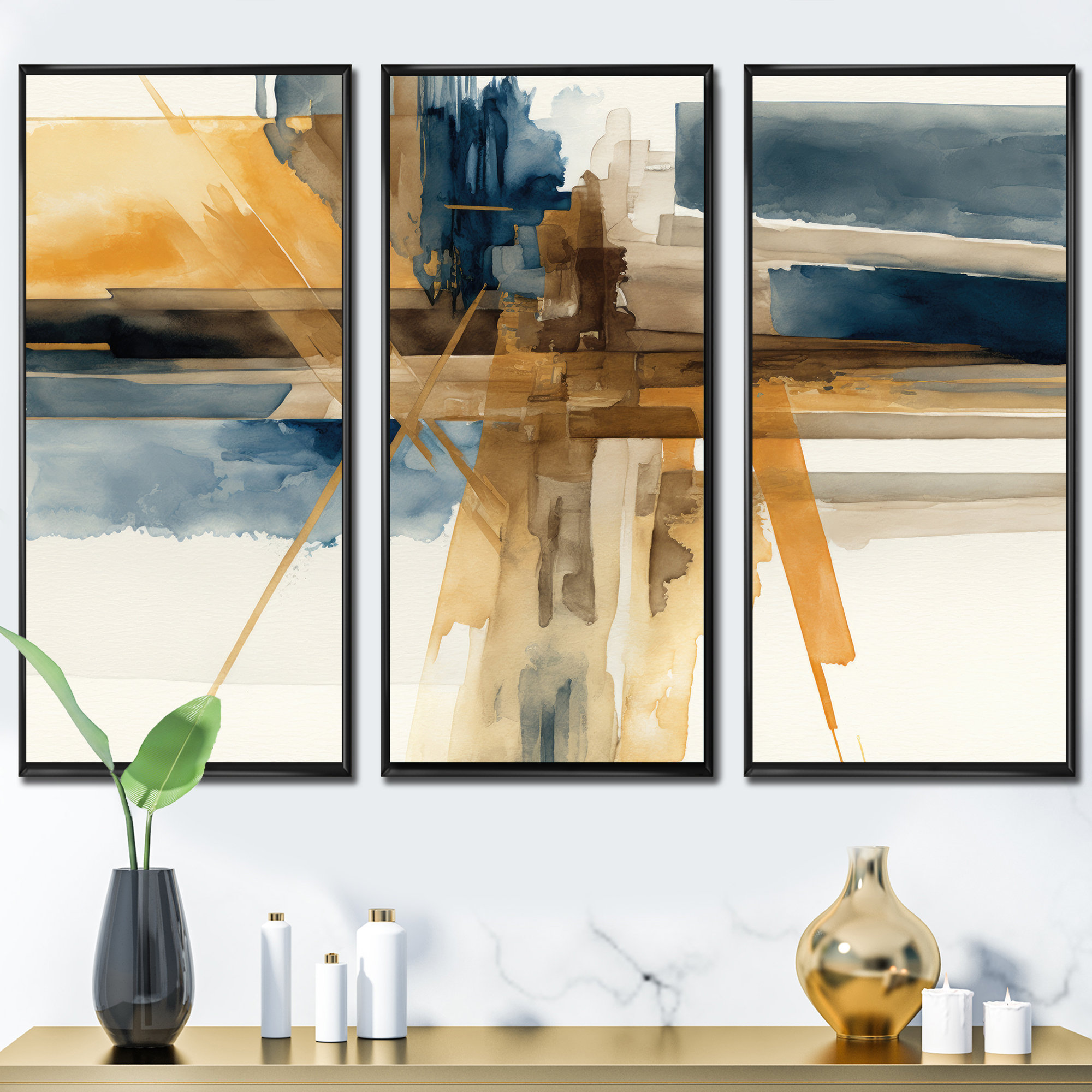 Design Art Modern Watercolor Abstract I - Modern Canvas Wall Art Set ...