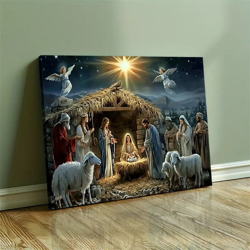 Charlton Home® 1Pc Wooden Frame Wall Art, Religious-Christmas-Nativity ...