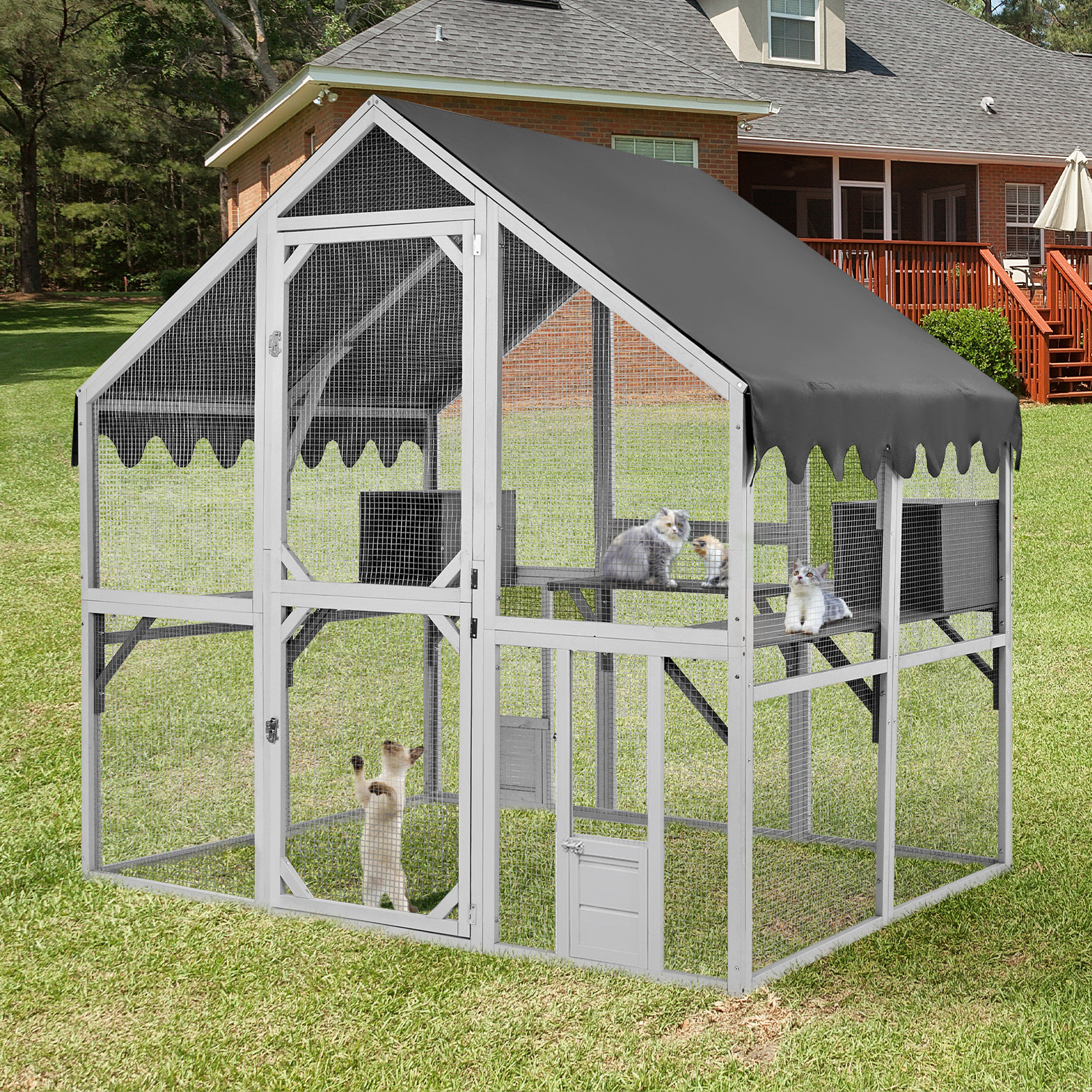 Tucker Murphy Pet™ Evonni Outdoor Walk-in Large Cat Enclosures with ...