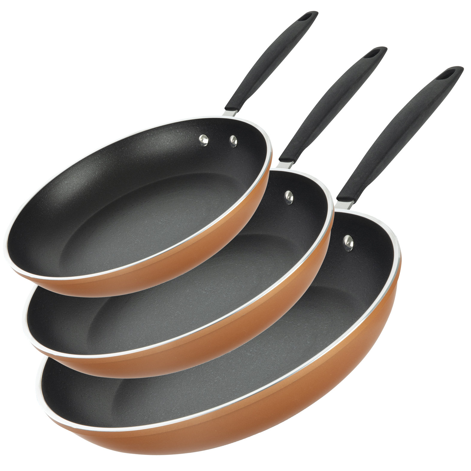 Gotham Steel Copper Cast Frying Pan Set, 3 Piece Nonstick Copper Fry ...