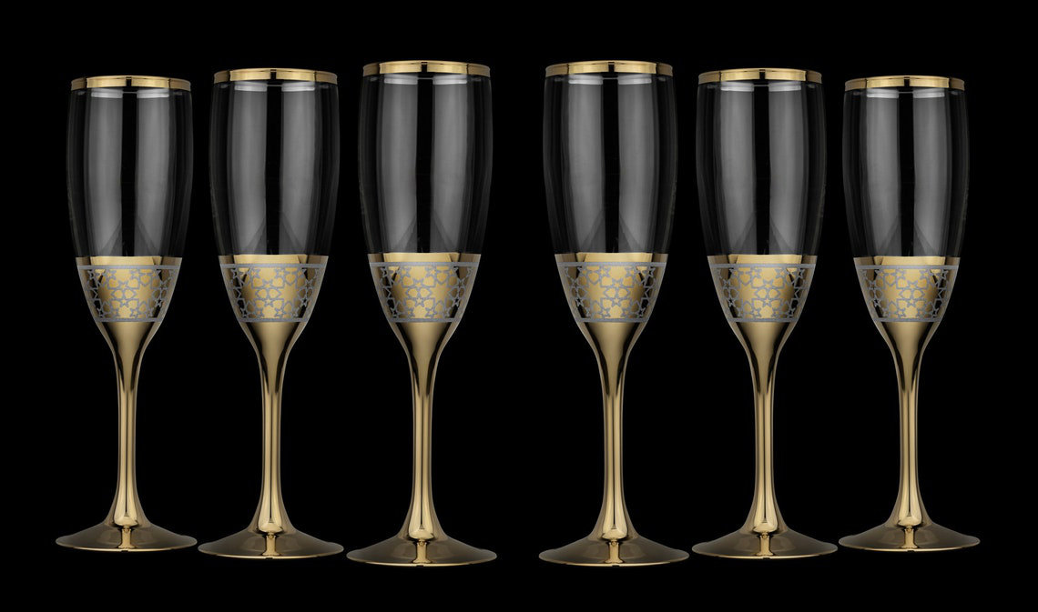 Mercer41 Sharrone 6 - Piece 5.5oz. Glass Flute Glassware Set | Wayfair