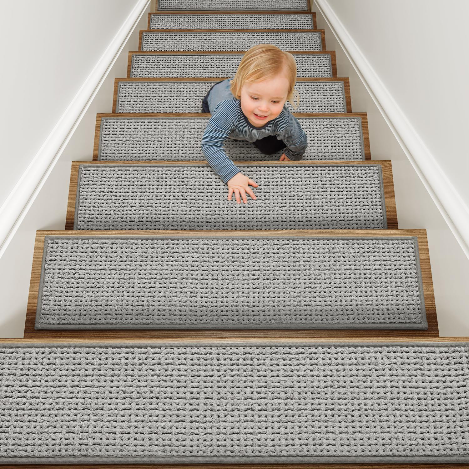 Hokku Designs Chenille Stair-Treads Non Slip For Wooden Steps Indoor ...
