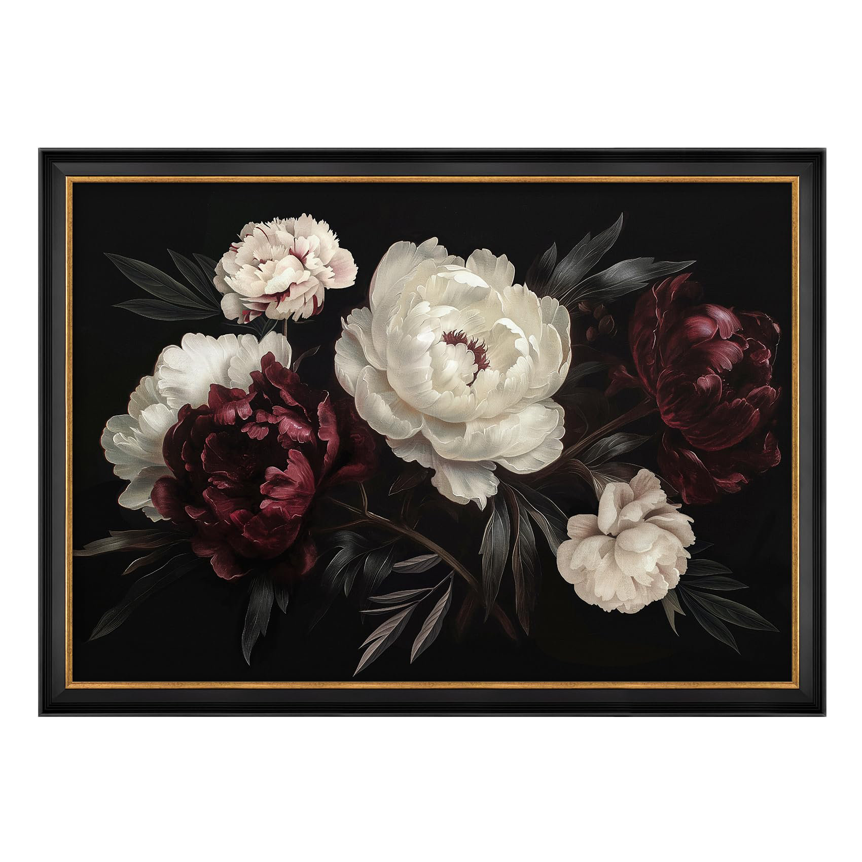 wall26 Vintage Peony Floral Elegant Framed Flower Illustrations ...