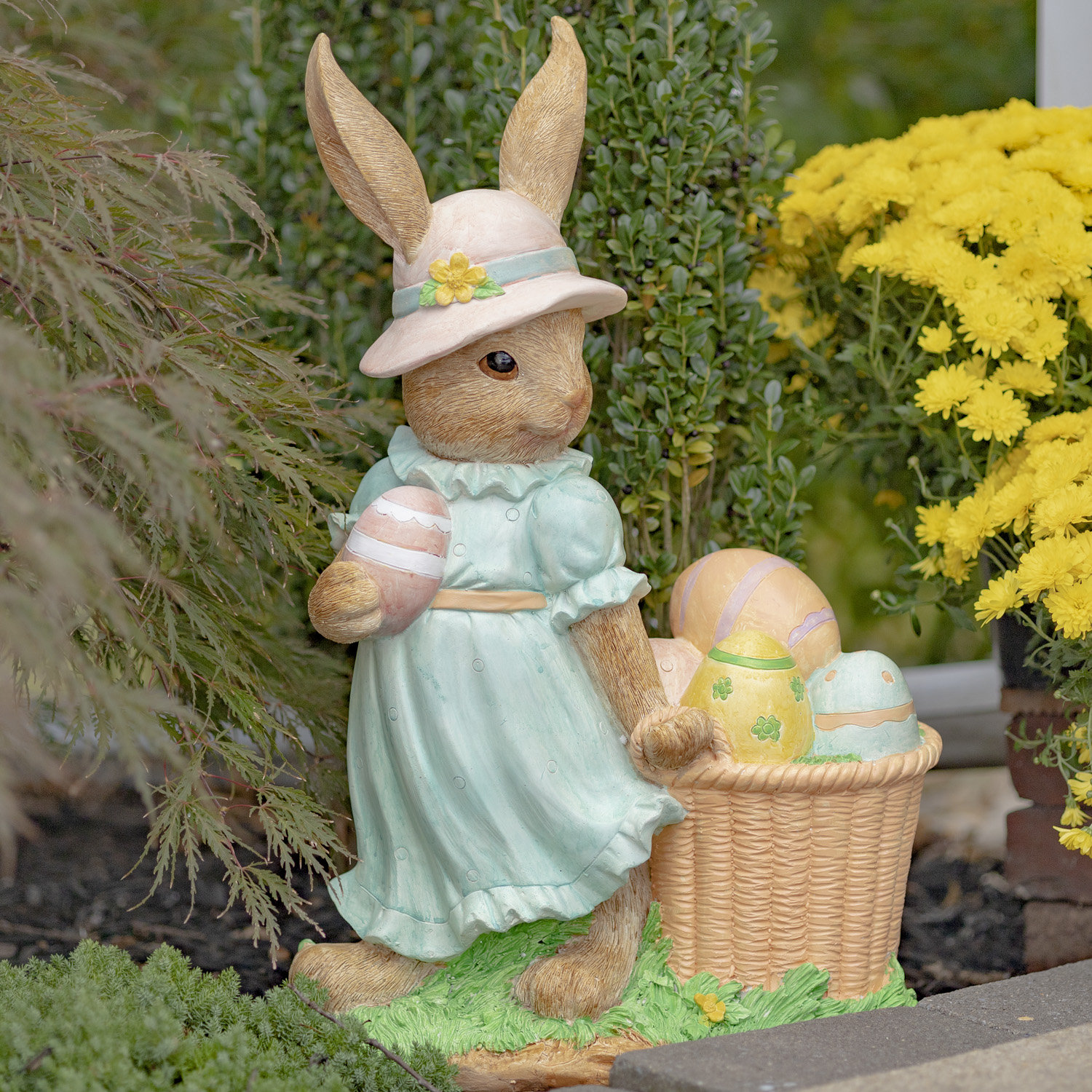 The Holiday Aisle® 24" Tall Magnesium Rabbit Garden Statue with Easter ...