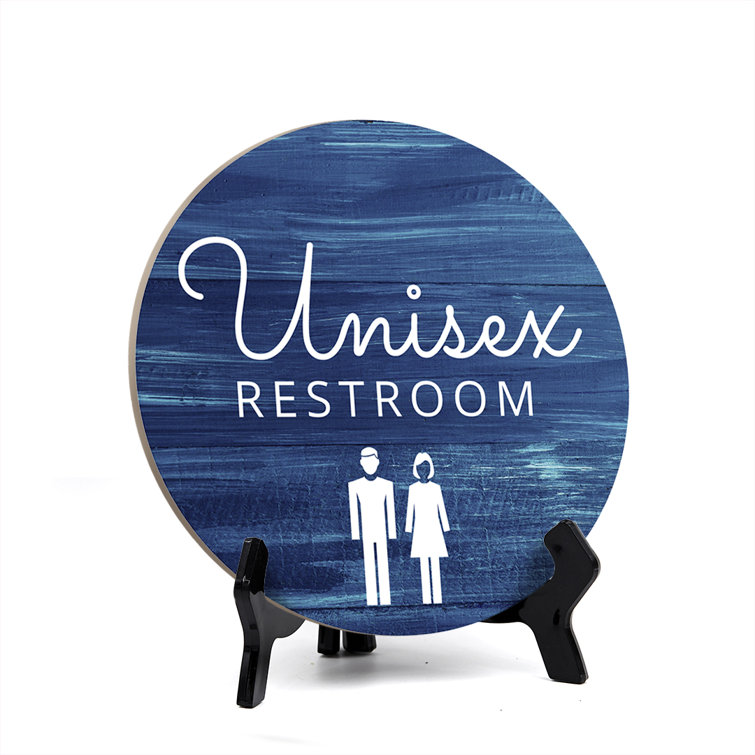 Signs ByLITA Round Unisex Restroom, Bathroom Table Sign with Acrylic ...