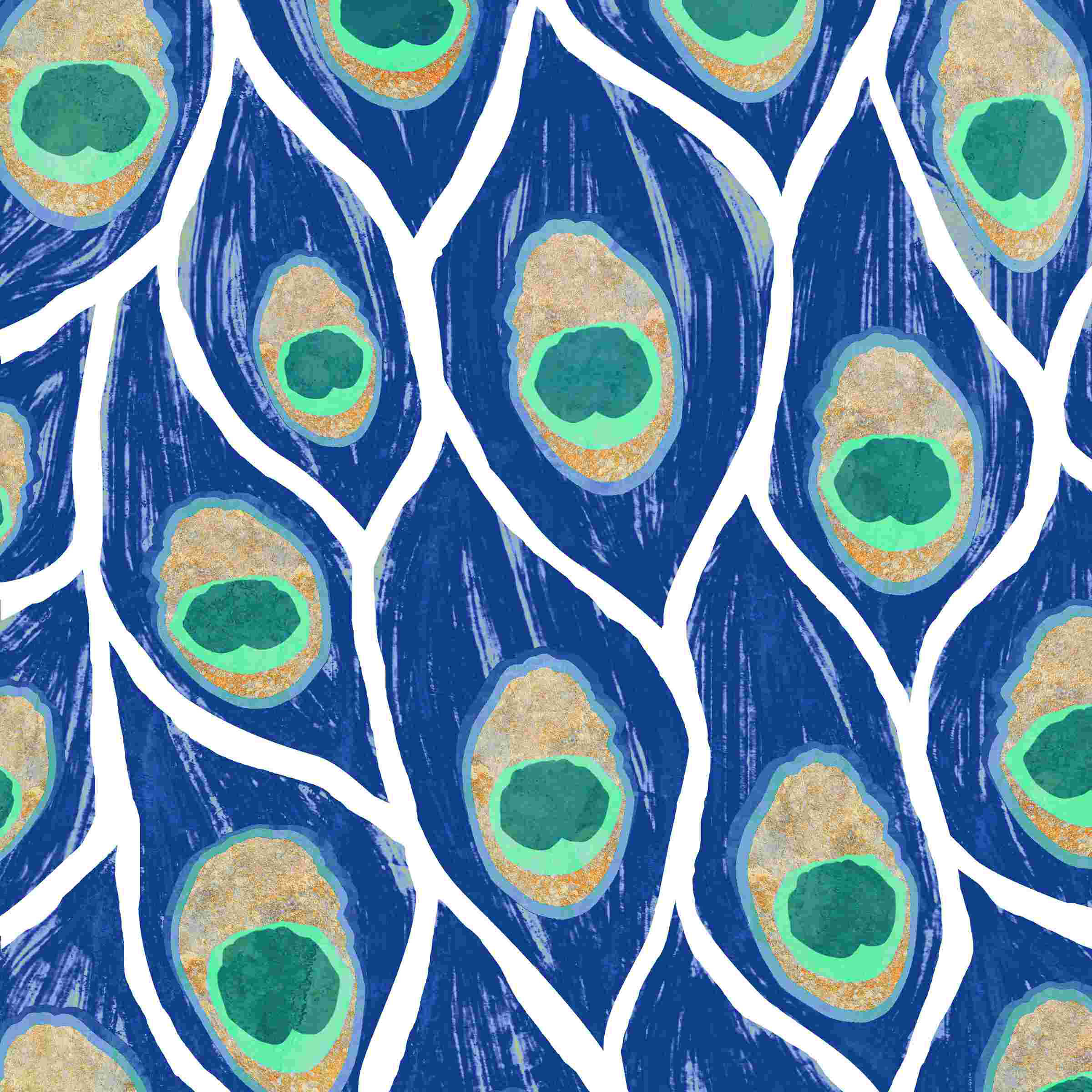 Dakota Fields Swoopin Peacock Feather Pattern - Wrapped Canvas Textual ...