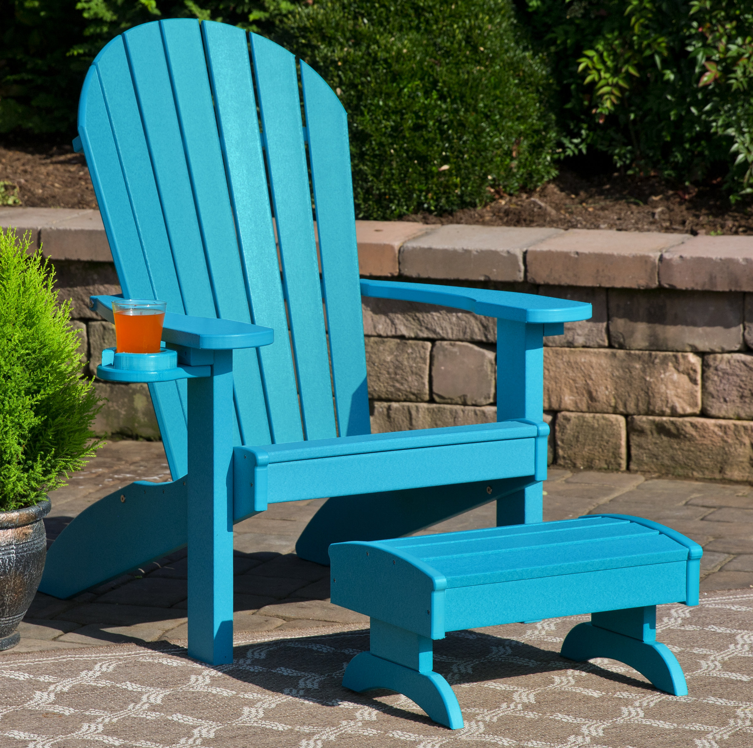 Bayou Breeze Aatikah Polywood Adirondack Chair with Ottoman - Wayfair ...