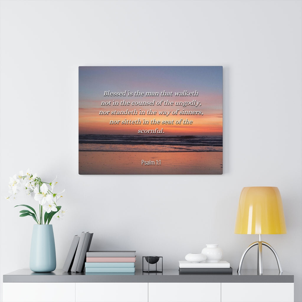 Blue Elephant Blessed Sky Psalm 1:1 - Wrapped Canvas Typography ...