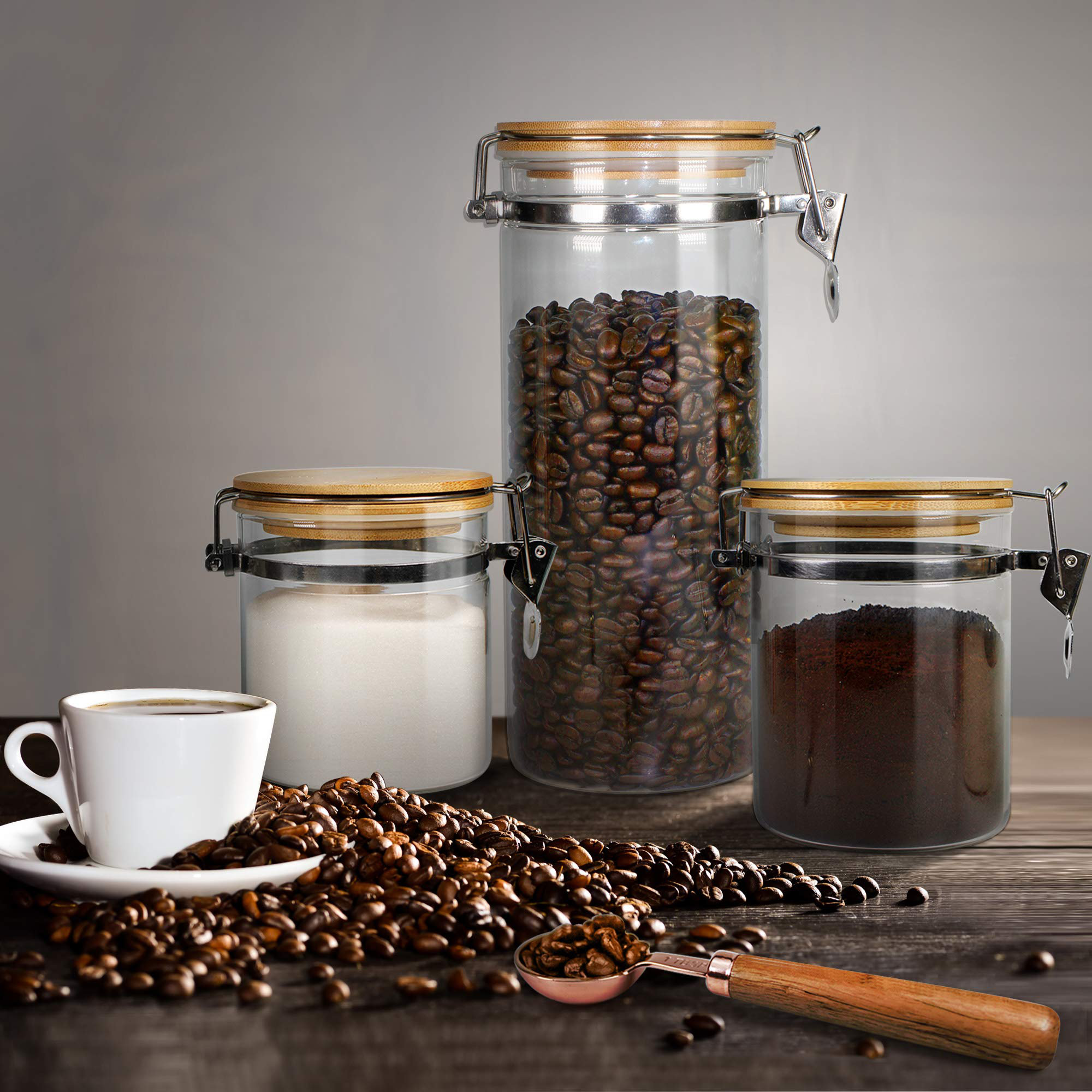 FEIYAN Borosilicate Glass Storage Jars With Airtight Locking Clamp Lids ...