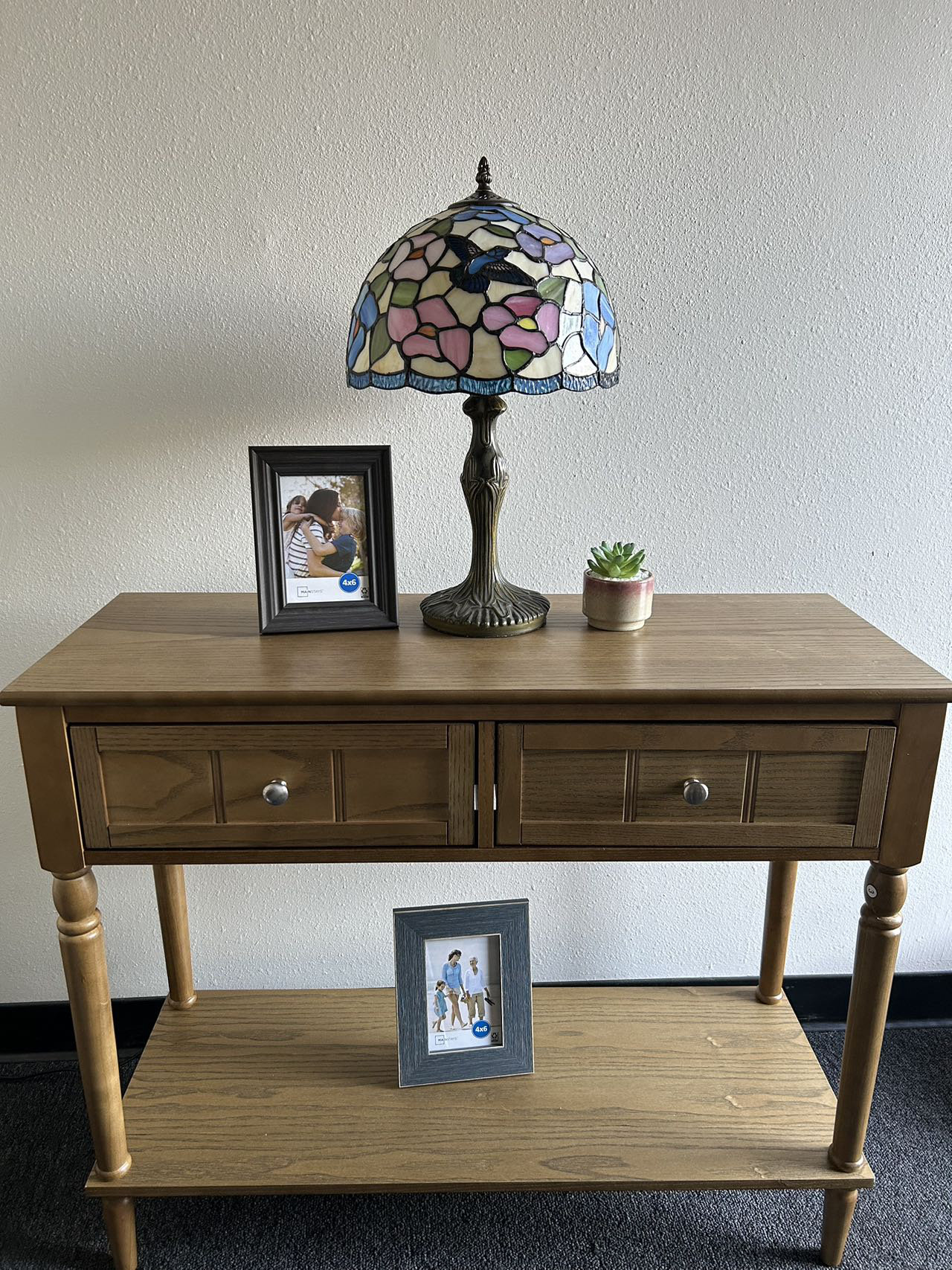 Bloomsbury Market Verona Tiffany Mini Table Lamp Pink Blue Stained ...