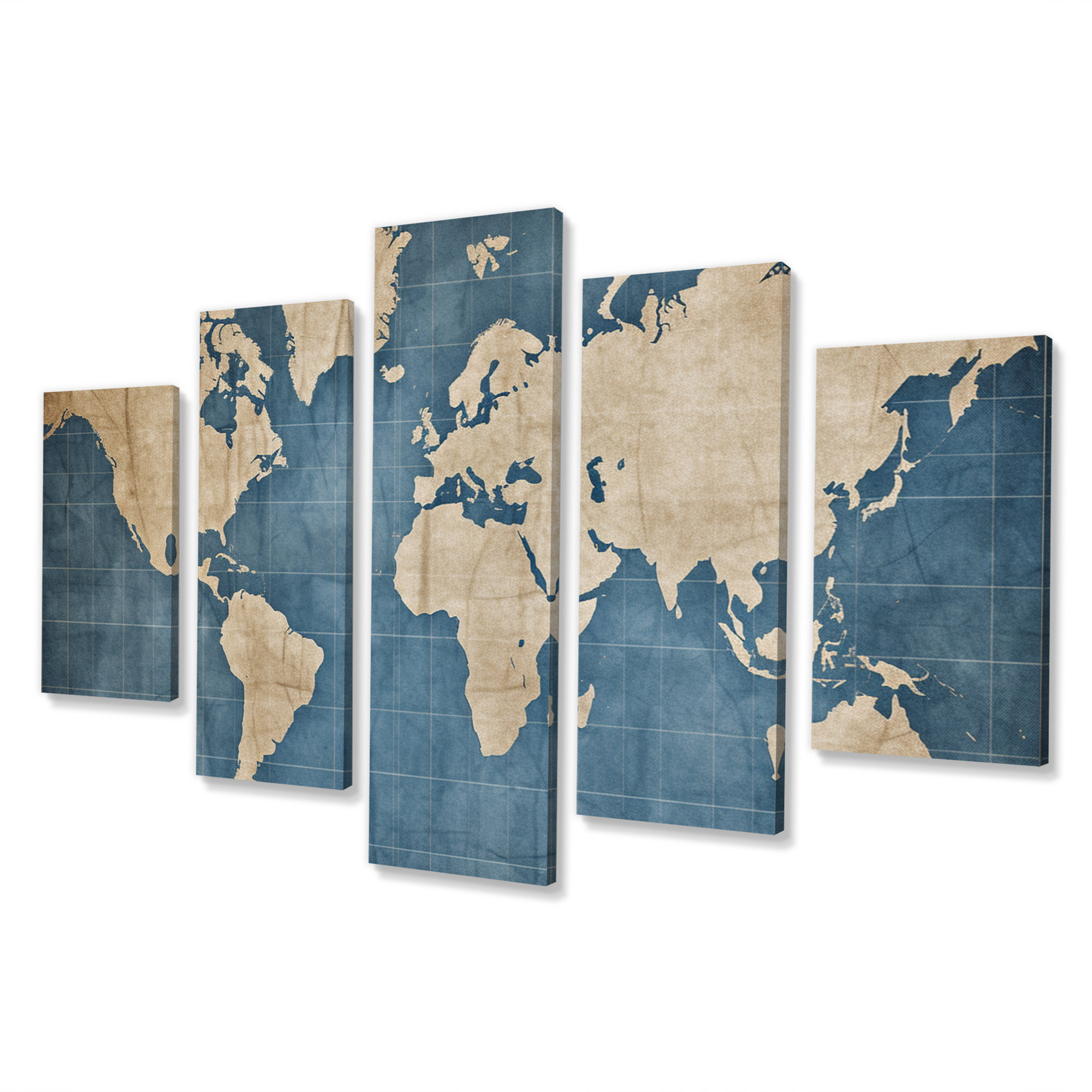Design Art Ancient Map Of The World IV - Maps Canvas Art Print - 5 ...