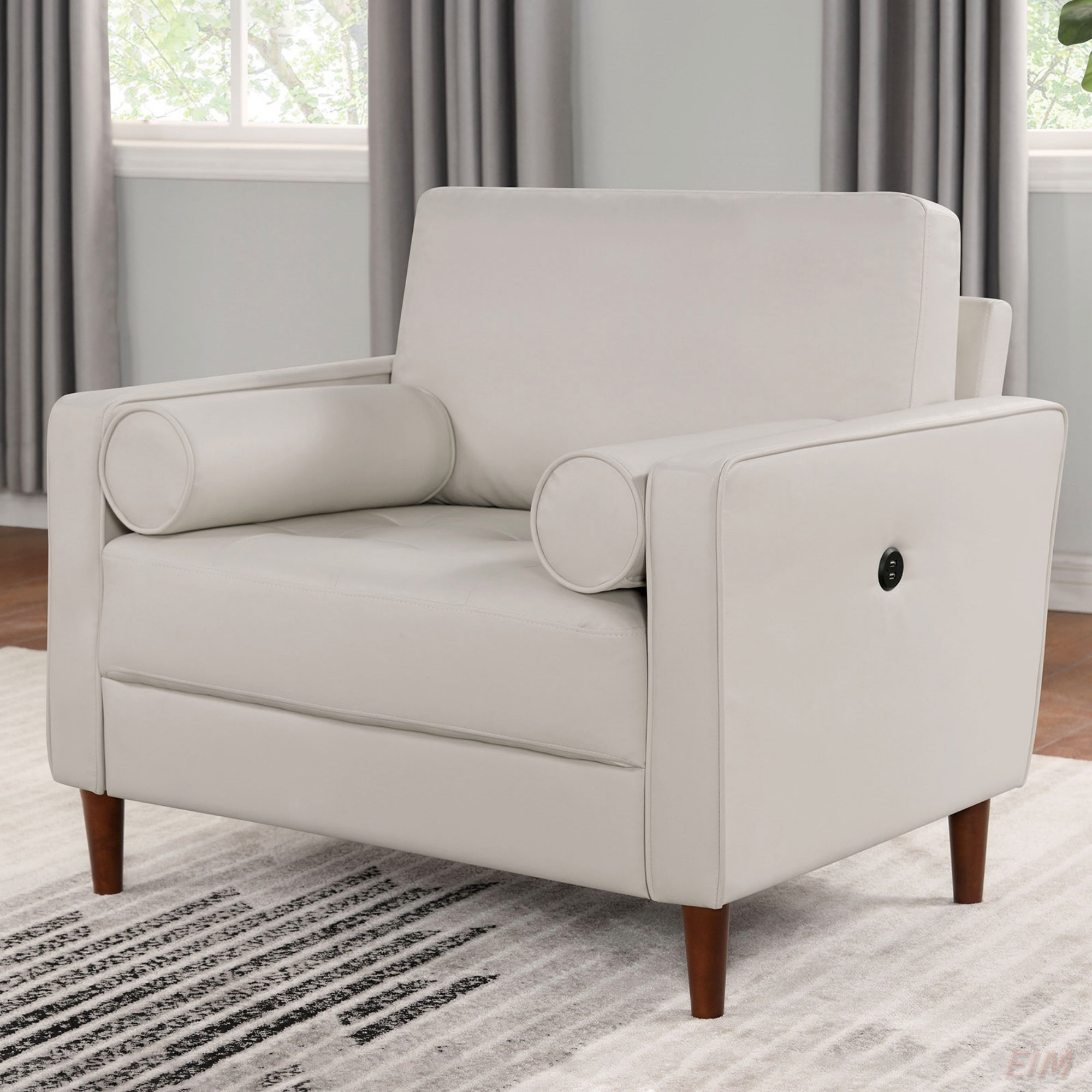 Ebern Designs Mid-Century Modern 1Pc Chair Only Leatherette Upholstered ...
