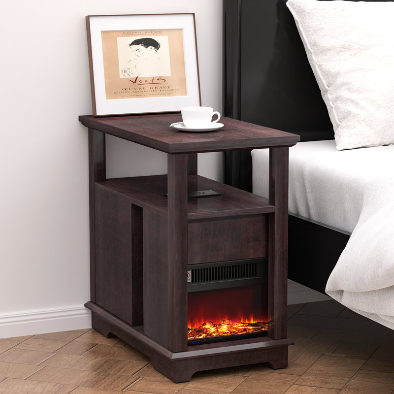 Wildon Home® Albaraa 23.6''Tall Electric Fireplace Heater End Table ...