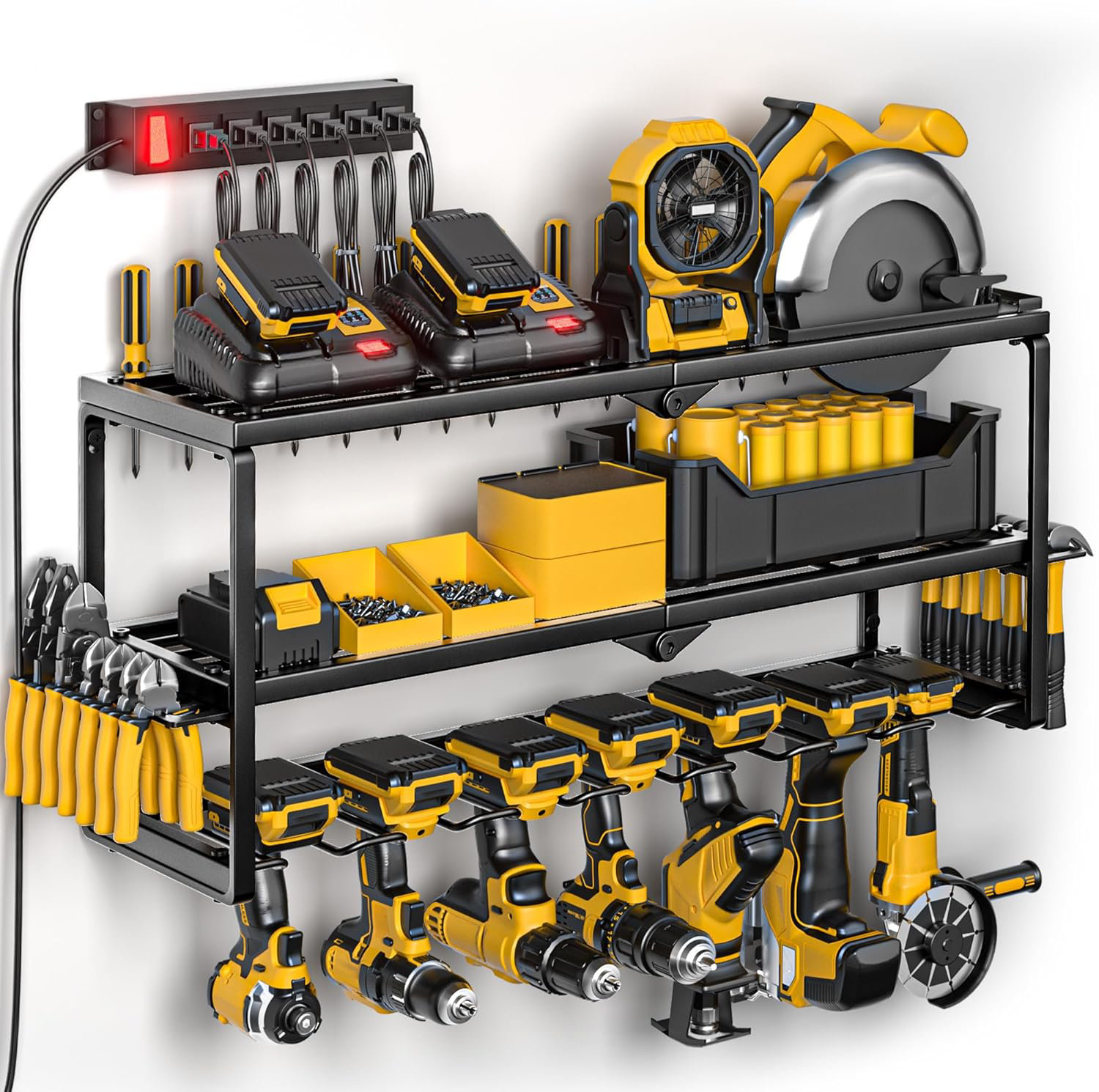 XMVJHOME Heavy Duty Wall Mount Power Tool Organizer With Charging ...