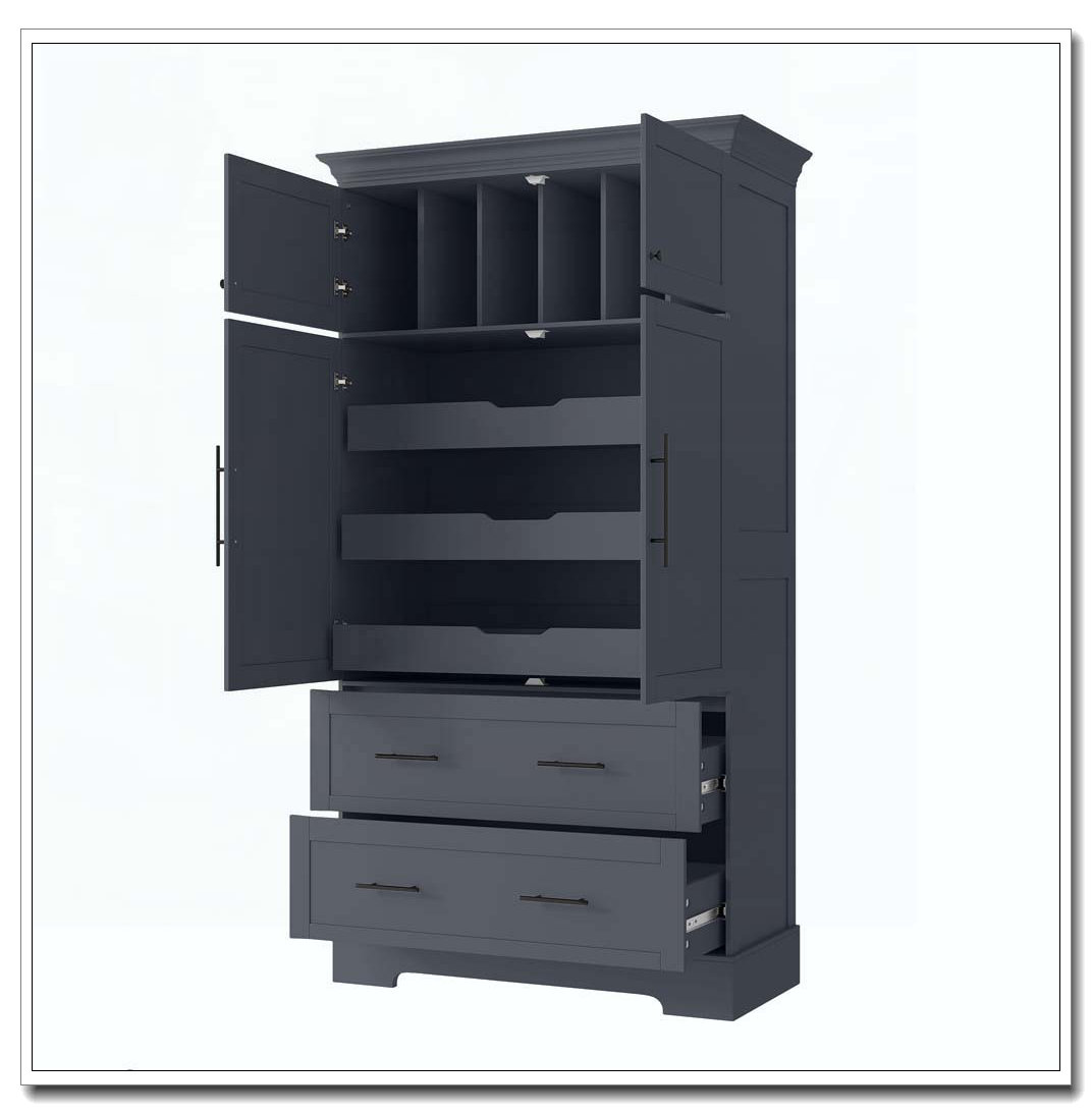 Latitude Run® 72.6'' Kitchen Pantry, 4 Doors Dining Storage Cabinet ...