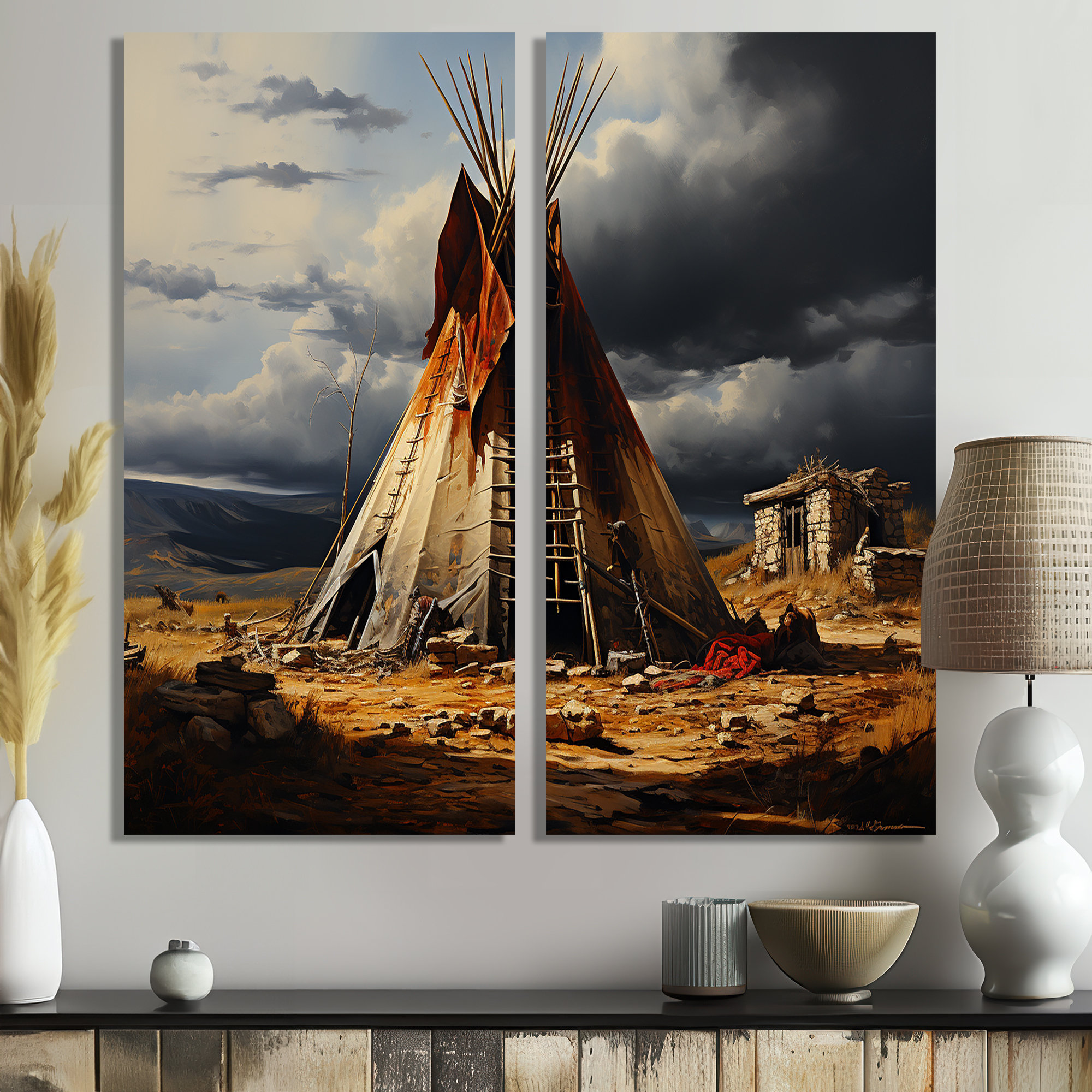 Loon Peak® Native Tipi Embracing Tradition - Brown Global Wall Art ...