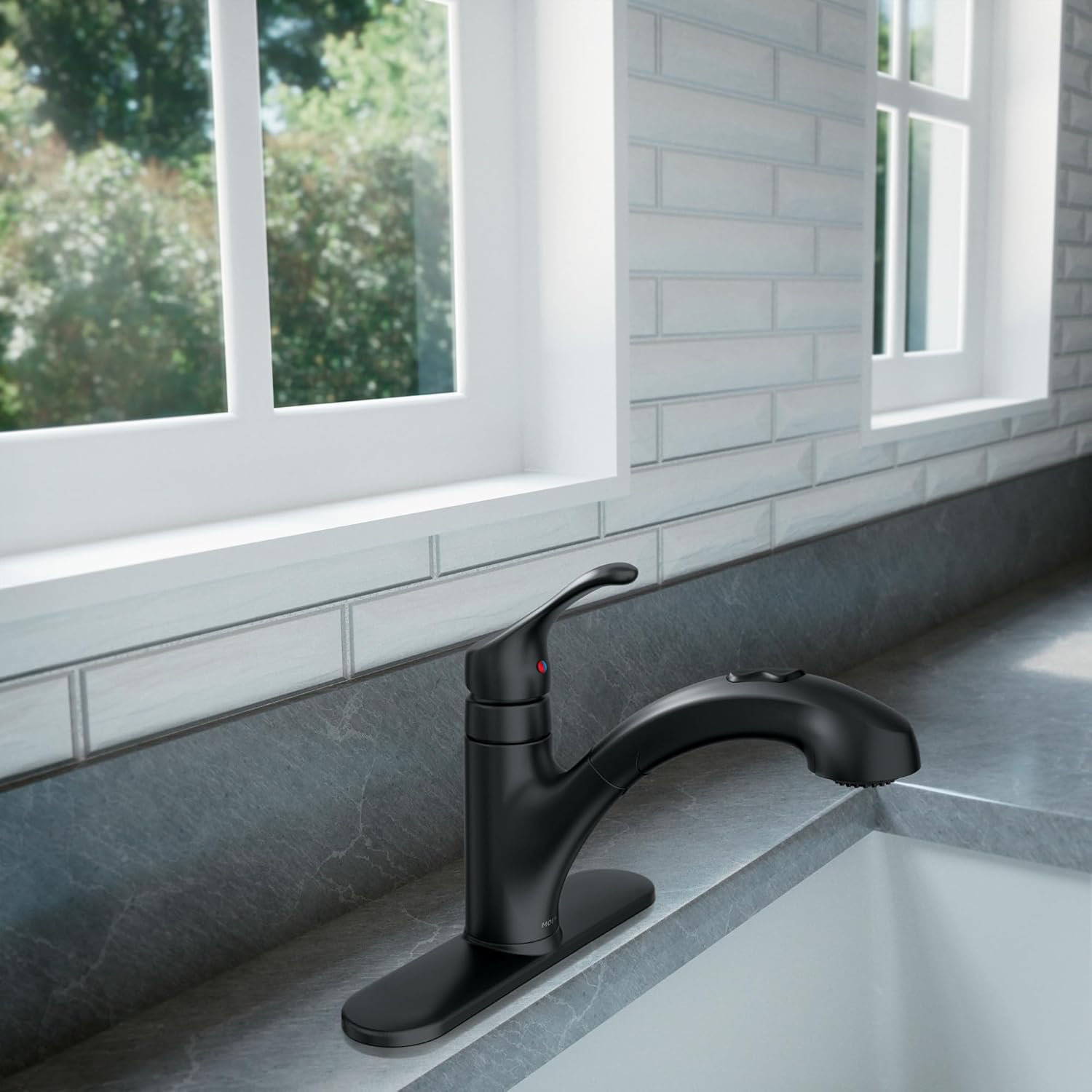 Co-t Moen Renzo Matte Black One-Handle Pullout Kitchen Faucet With ...