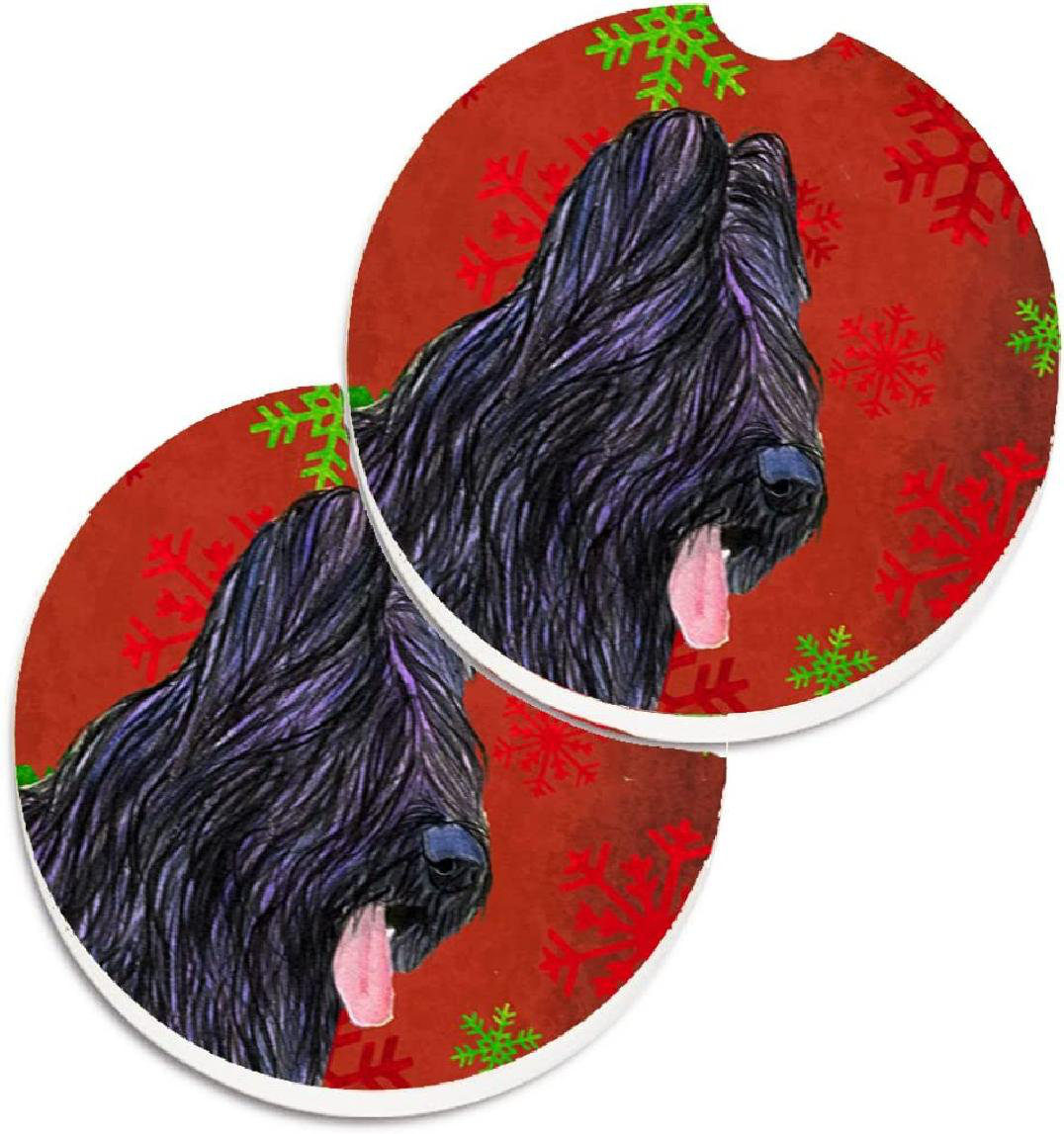 Frifoho Briard Red And Green Snowflakes Holiday Christmas Set Of 2 Cup ...