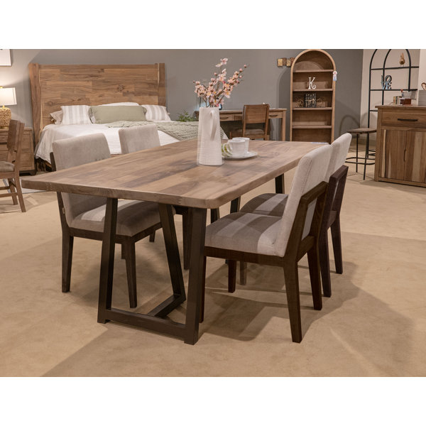 International Furniture Direct Natural Parota Solid Wood Top Metal Base ...